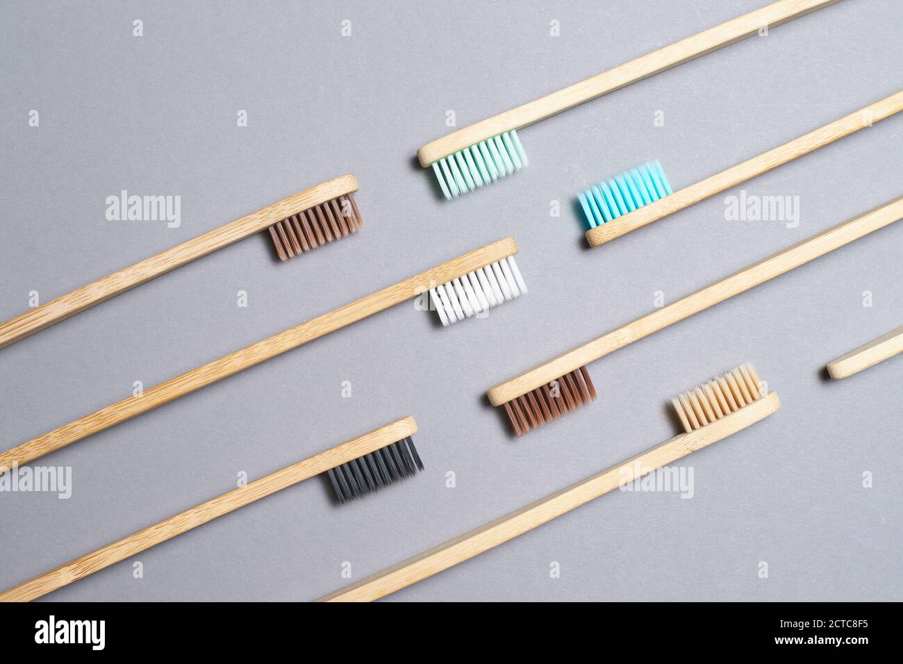 Set of bamboo toothbrushes. Different color Stock Photo - Alamy