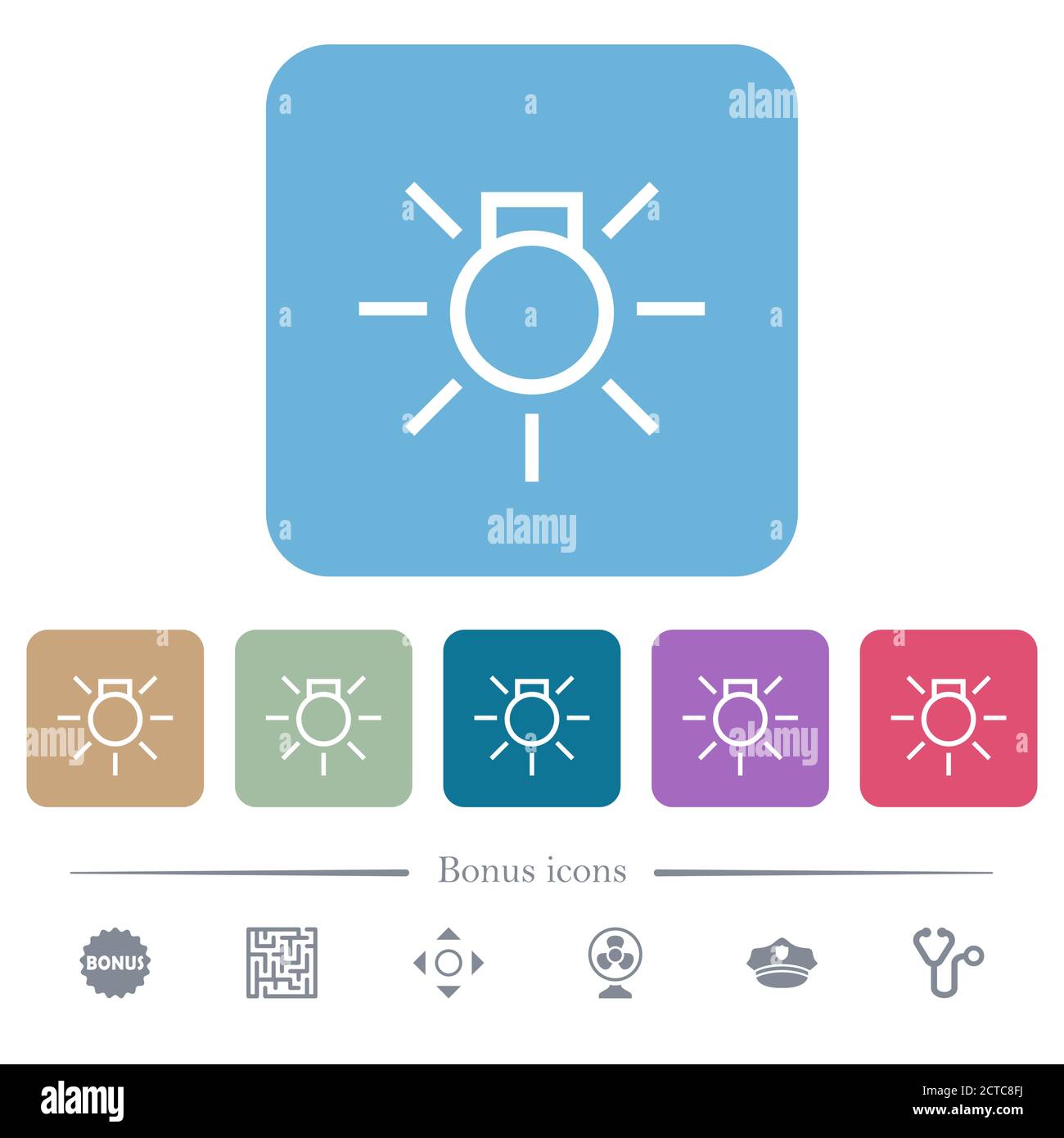 Car parking lights indicator white flat icons on color rounded square ...