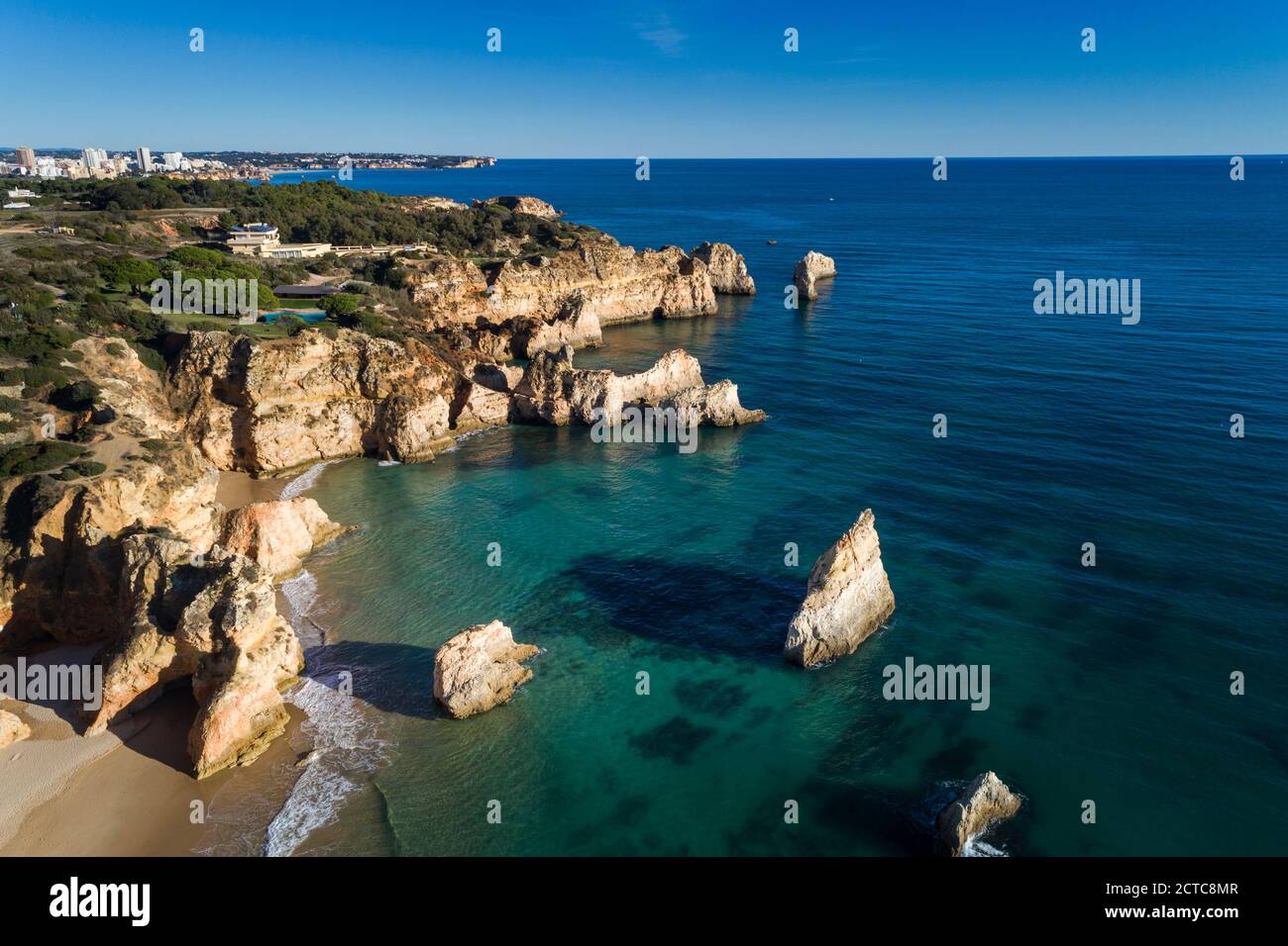 Aerial view of the beautiful coastline near the Prainha Beach in ...