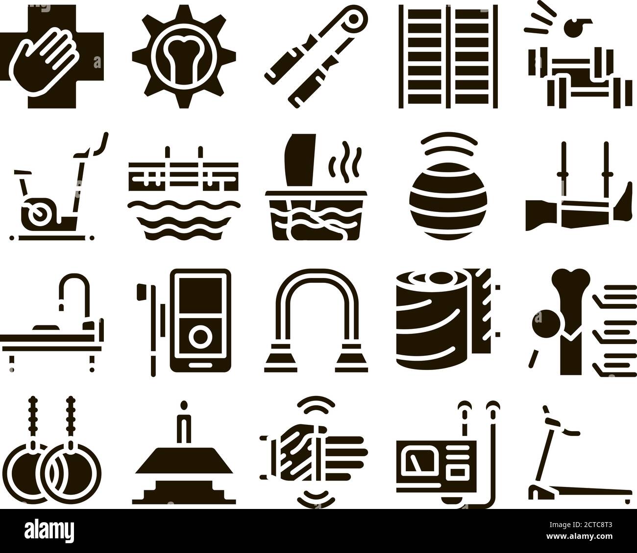 Physical Therapy And Recovery Icons Set Vector Stock Vector Image & Art ...