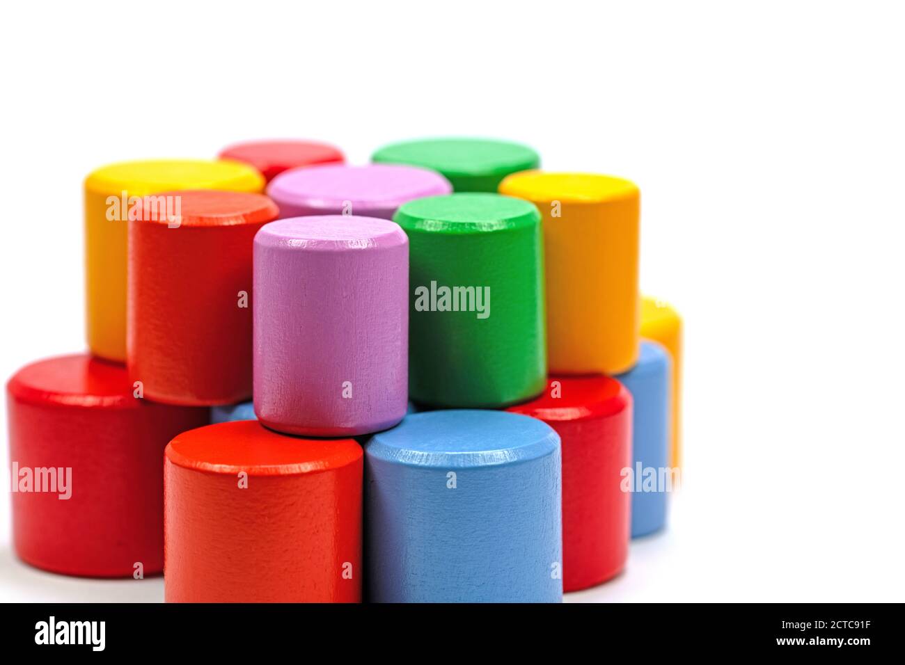 Colorful wooden building blocks against white background Stock Photo ...