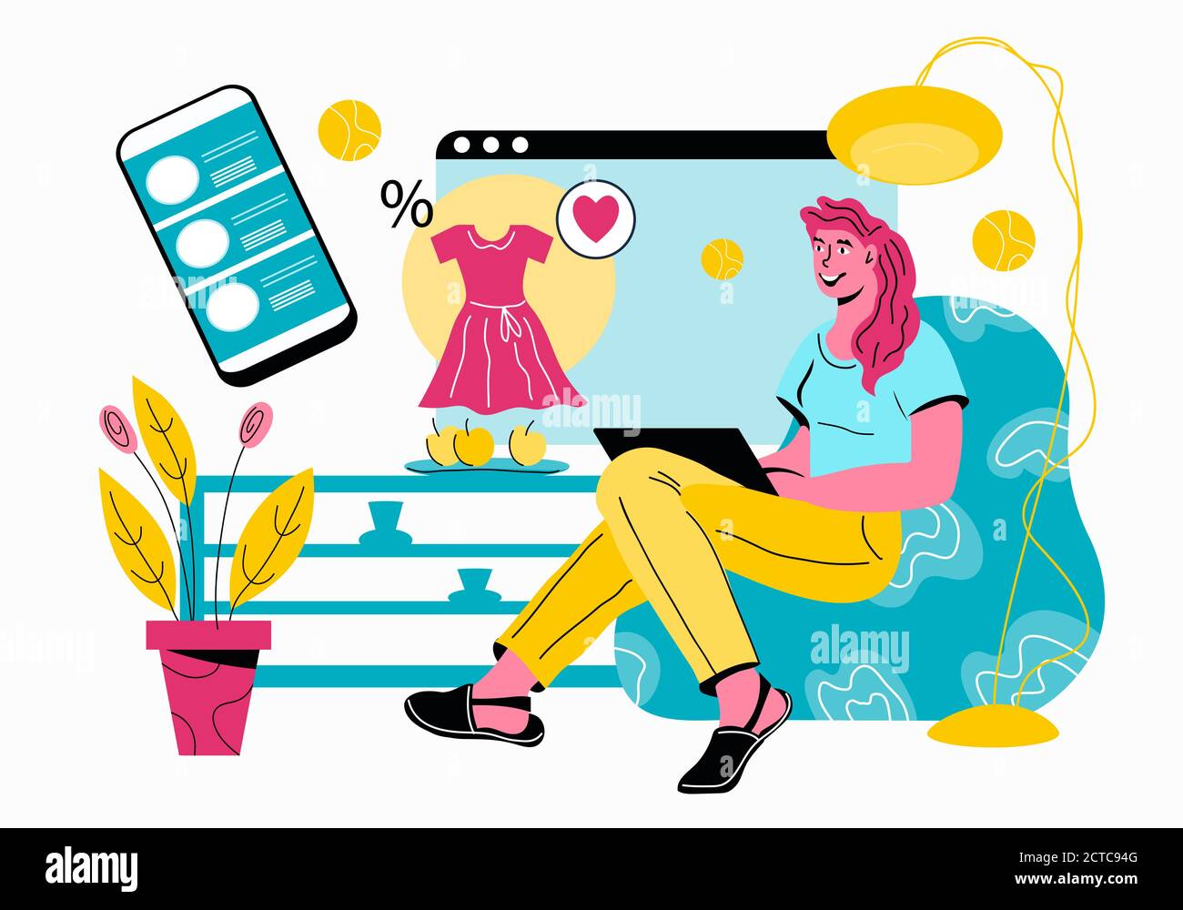 Retail commerce and online shopping concept cartoon vector illustration ...