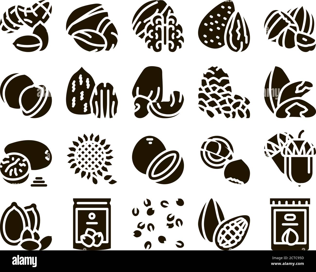 Nut Food Different Glyph Set Vector Stock Vector Image & Art - Alamy