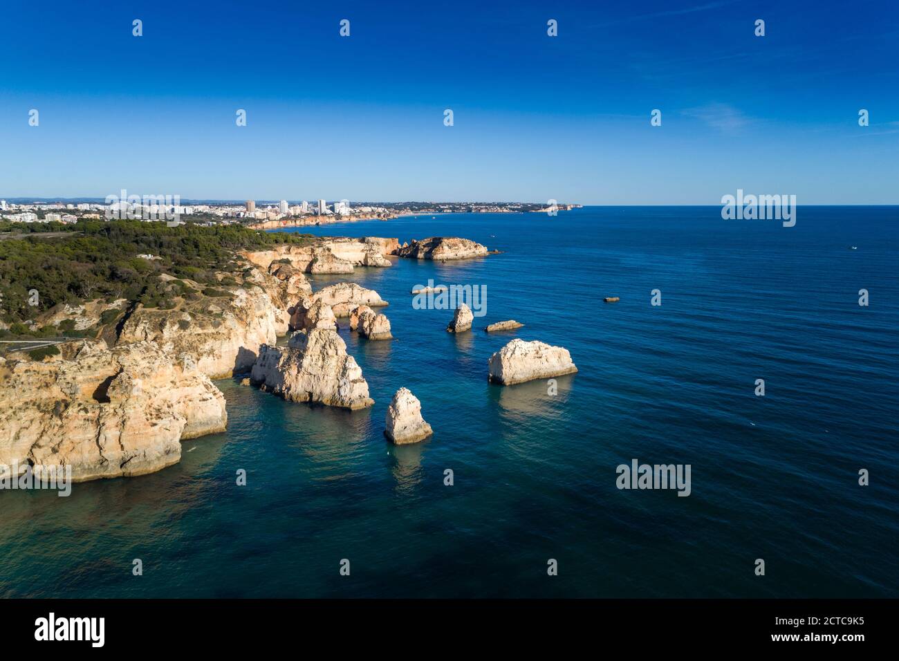 Aerial view of the beautiful coastline near the Prainha Beach in ...