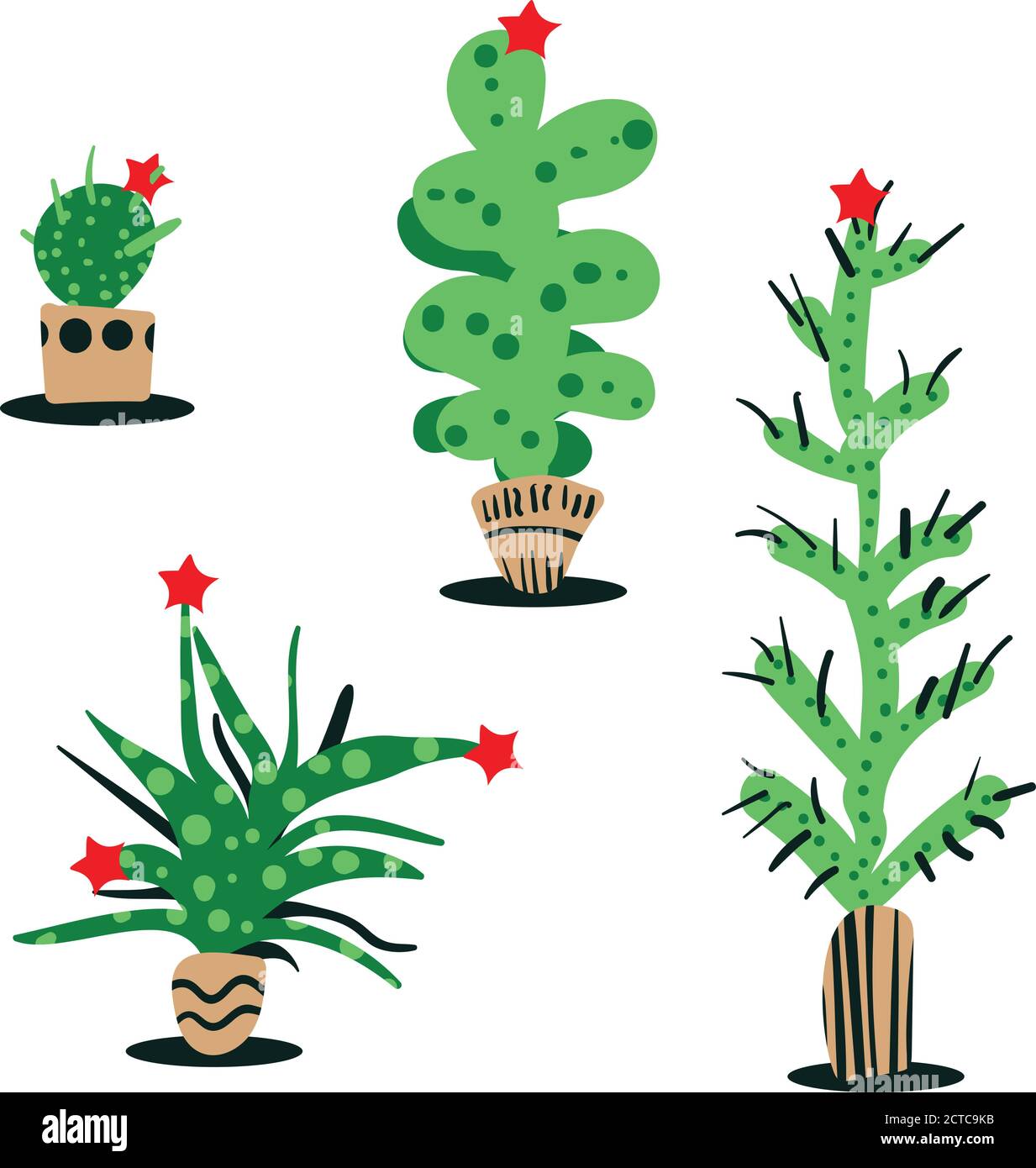 succulents with star ornaments vector illustration Stock Vector Image ...