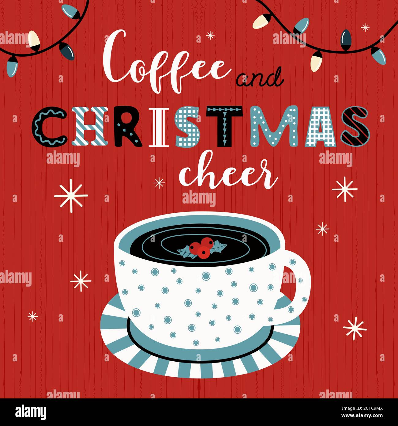 Coffee Christmas cheer typography vector poster Stock Vector Image ...