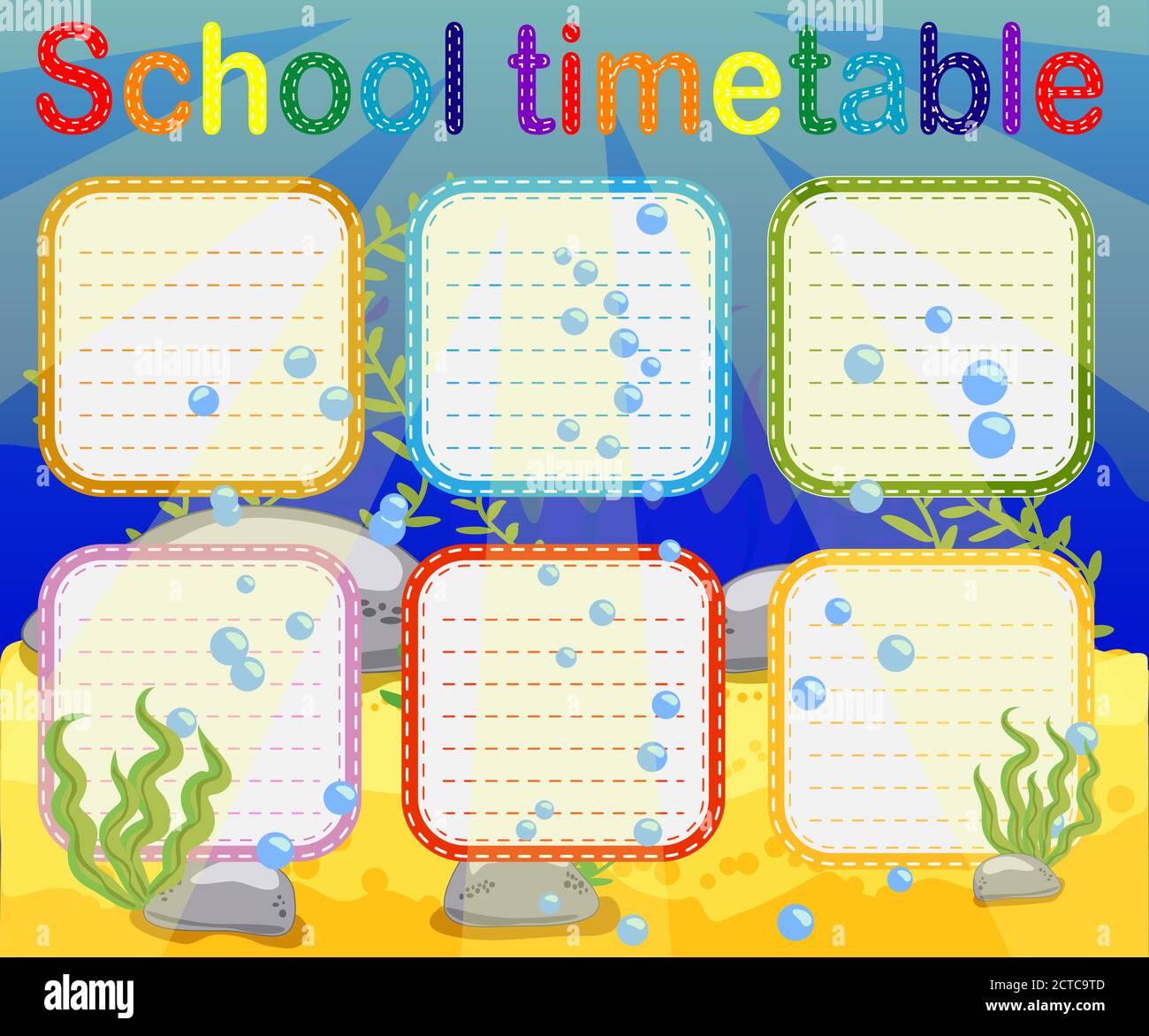 School timetable with marine themes, table, underwater Stock Vector ...