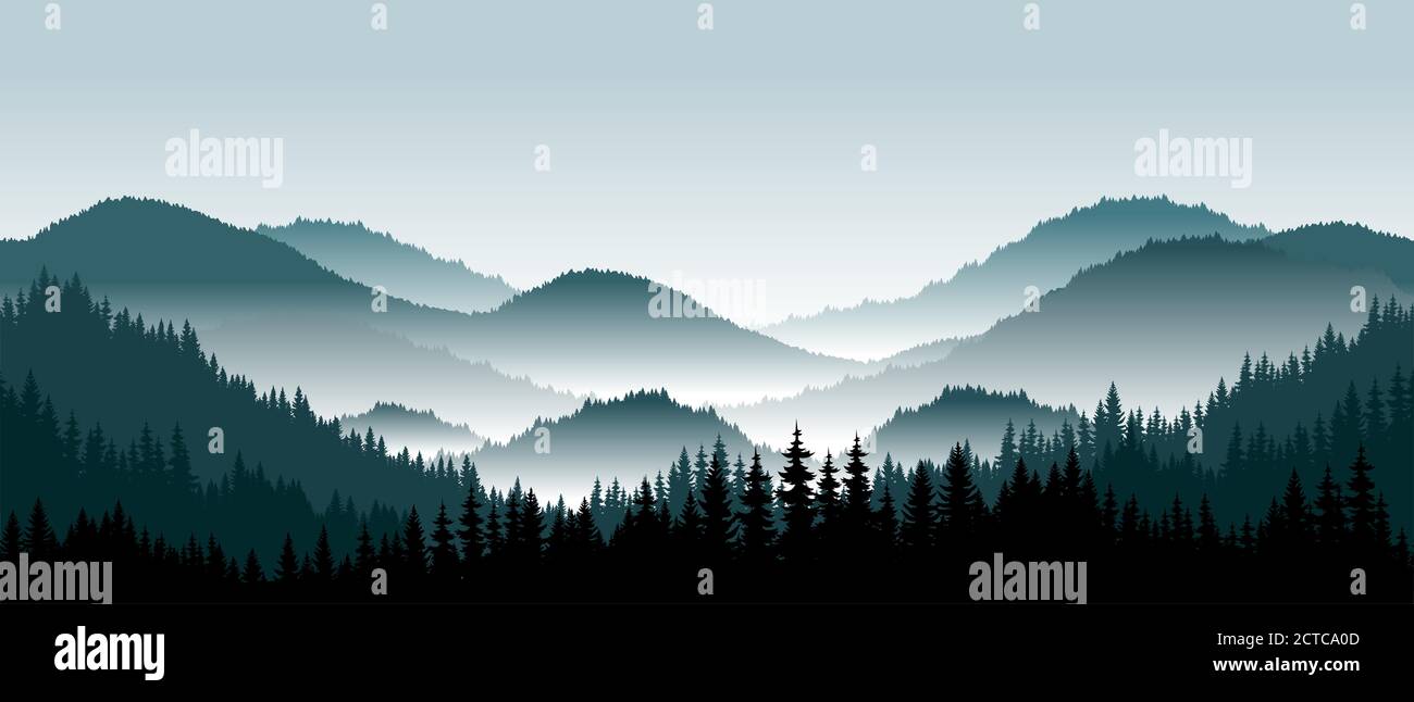 vector morning in mountains Stock Vector Image & Art - Alamy