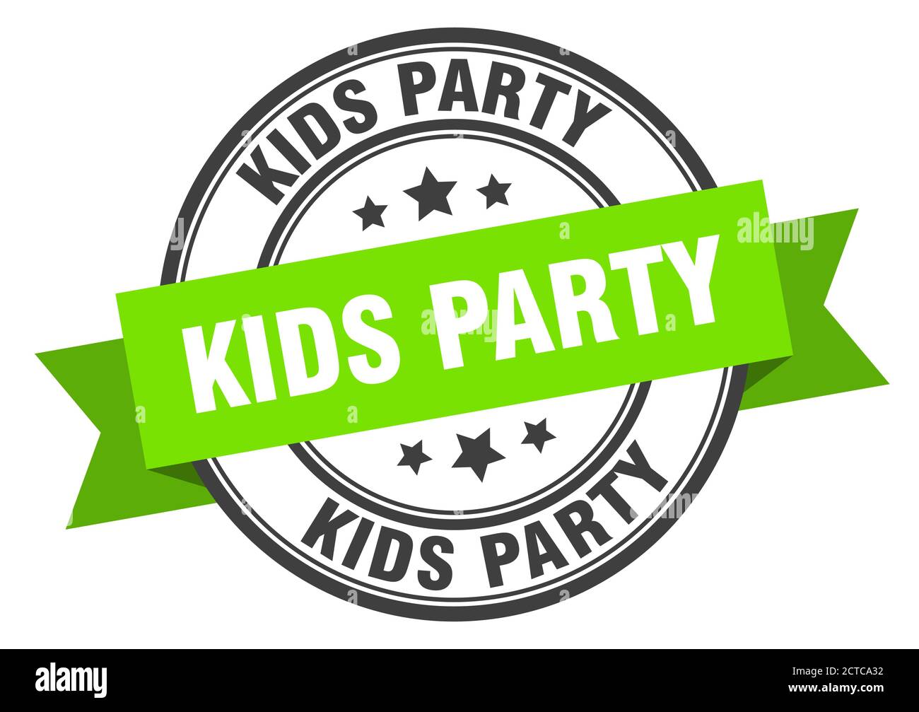 kids party label sign. round stamp. ribbon. band Stock Vector Image ...
