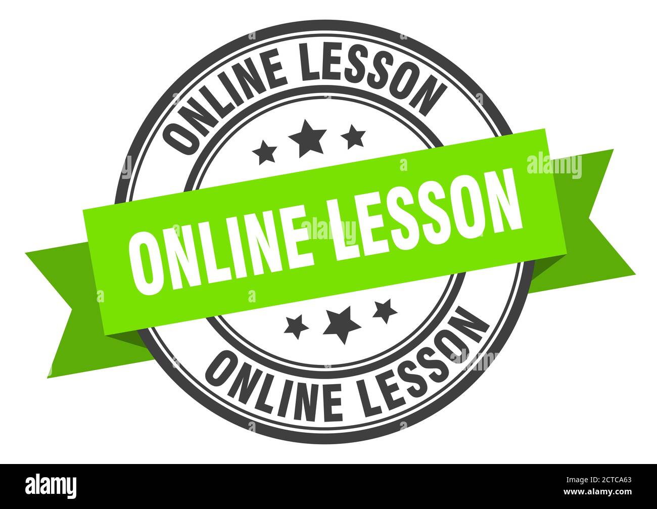 online lesson label sign. round stamp. ribbon. band Stock Vector Image ...