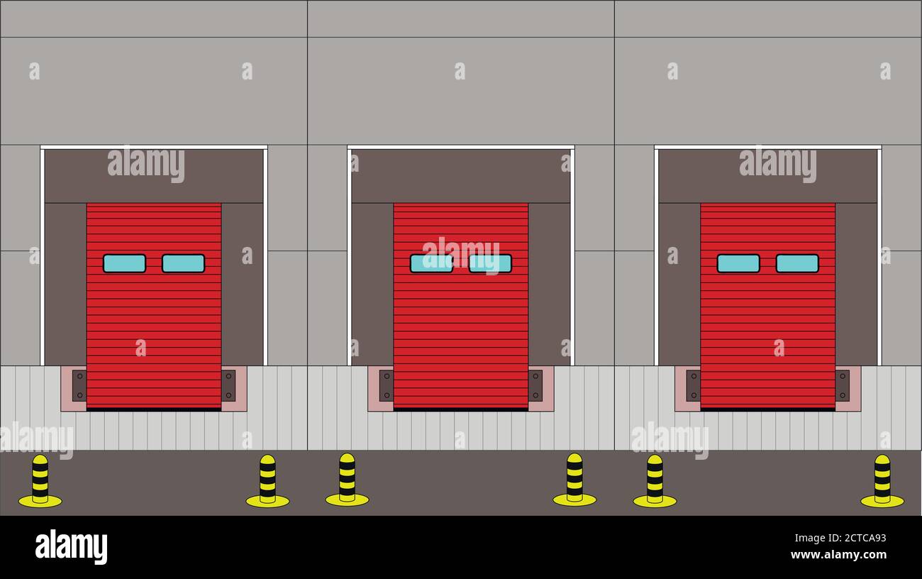 Large distribution warehouse gates loading Stock Vector Images - Alamy