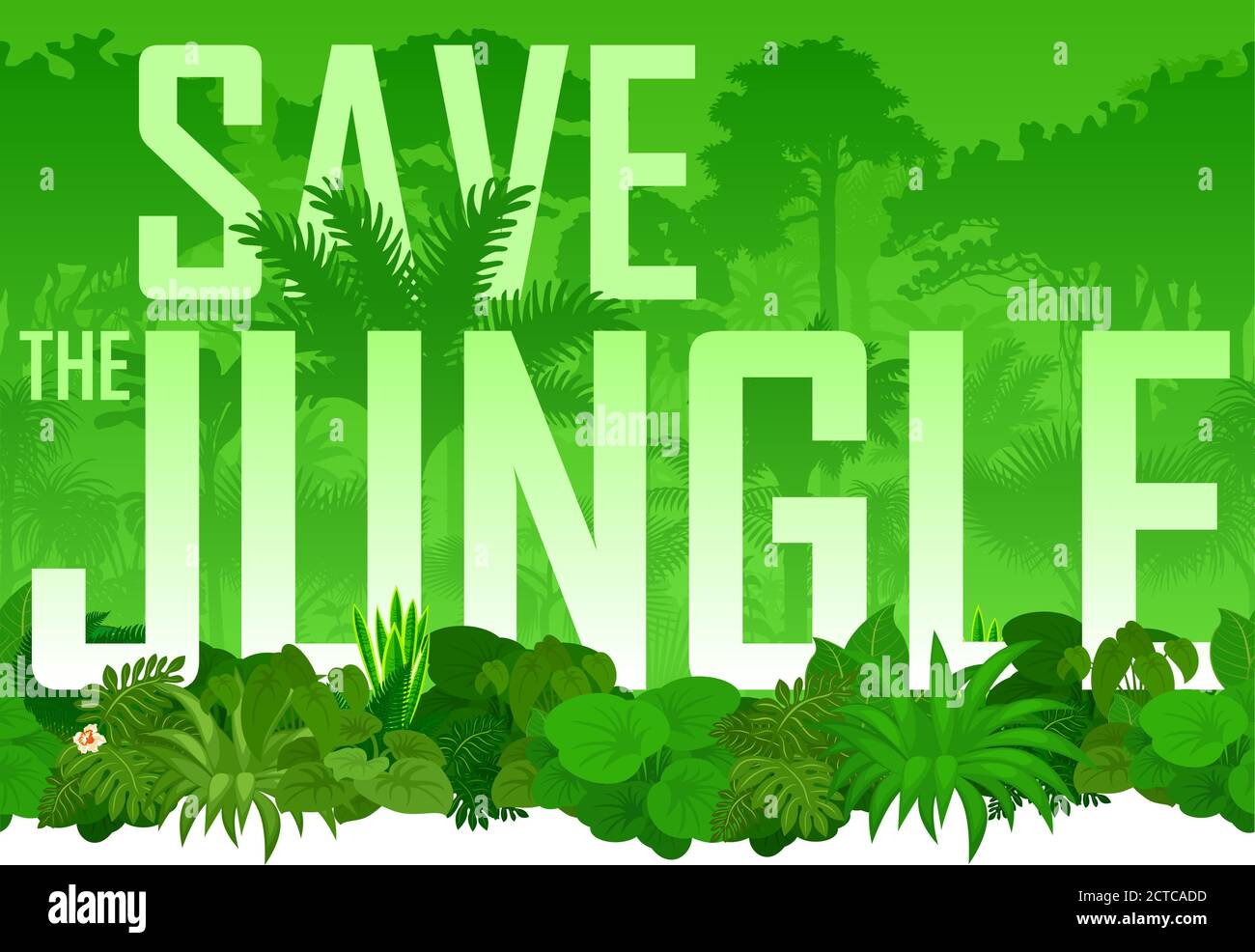 Vector seamless horizontal tropical rainforest Jungle background Stock ...