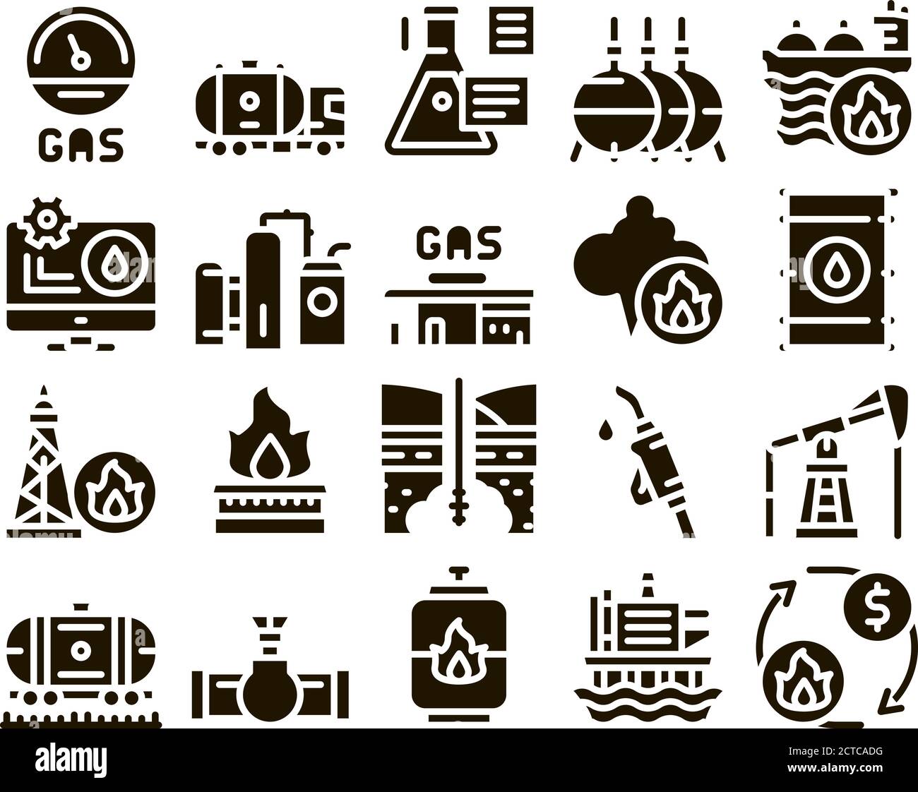 Gas Fuel Industry Glyph Set Vector Stock Vector Image & Art - Alamy