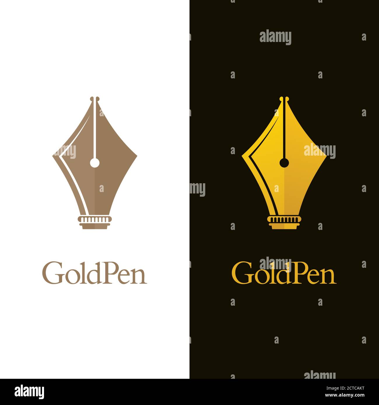 Luxury fountain pen nib icons. Gold colored pen logo designs for ...