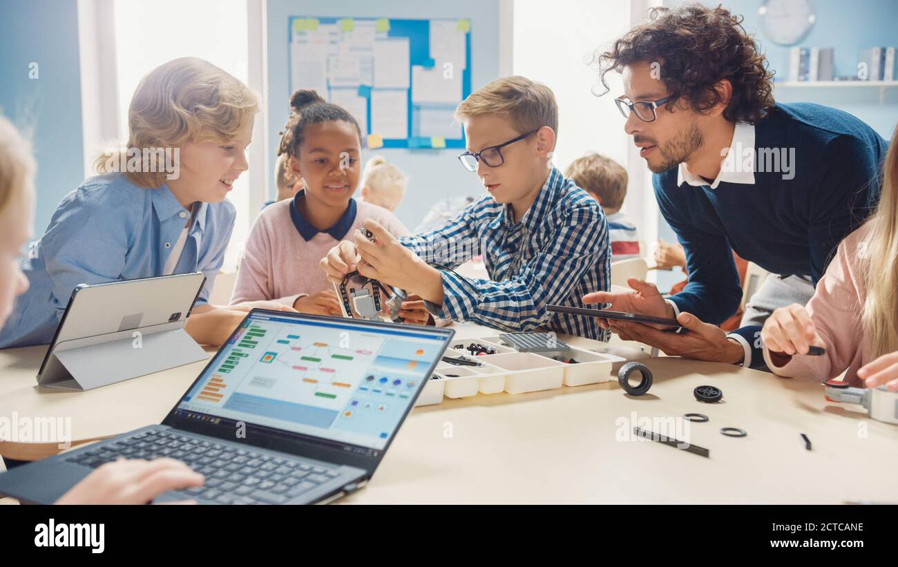 Elementary School Robotics Classroom: Diverse Group of Brilliant ... Elementary School Robotics Classroom: Diverse Group of Brilliant ...