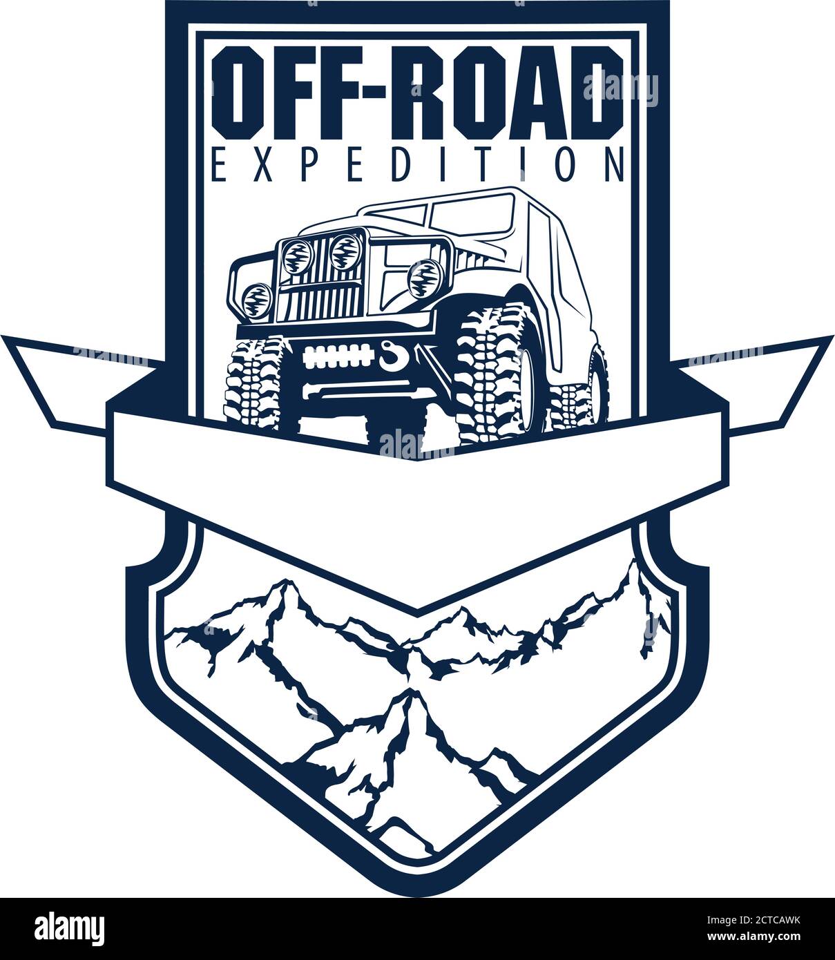 Vector emblem with 4x4 vehicle off-road car and mountains Stock Vector ...