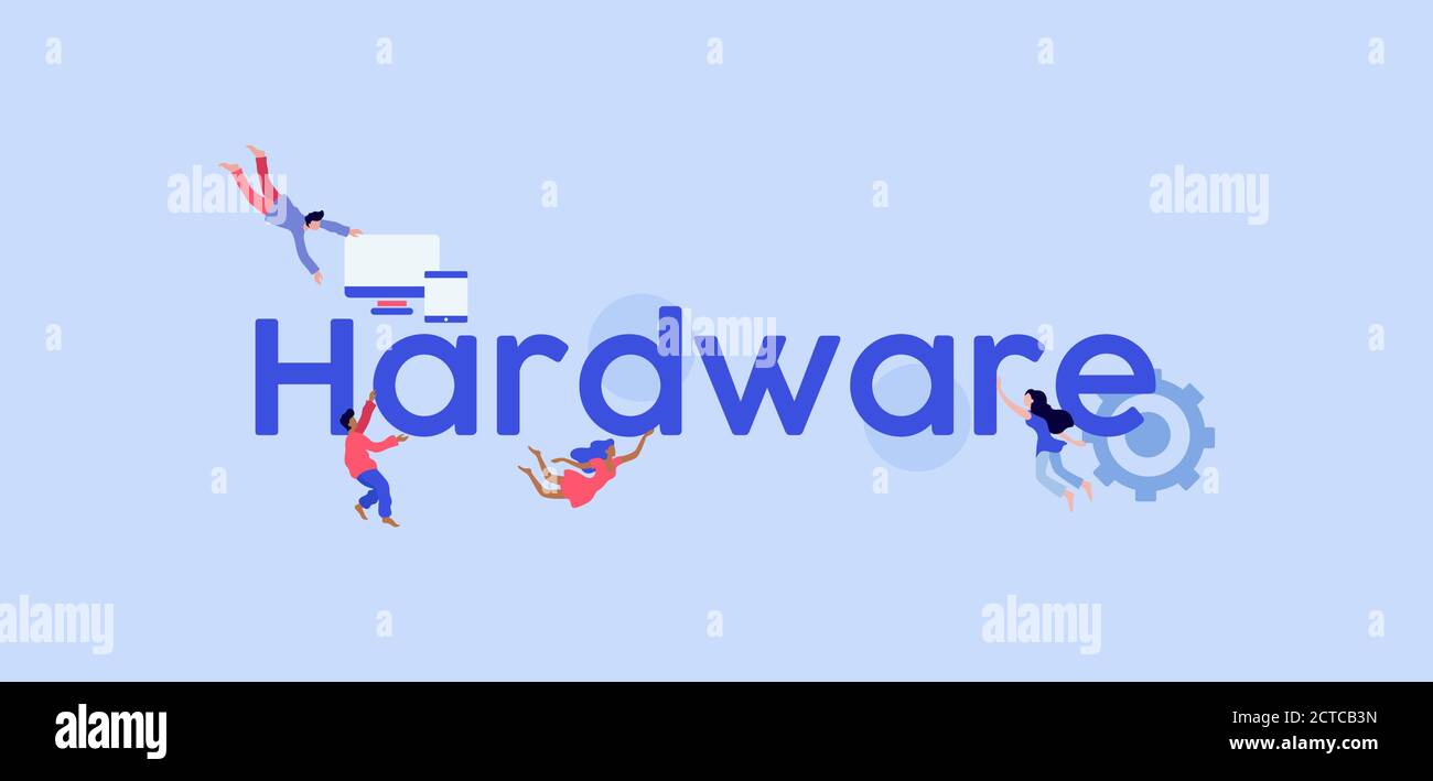 Hardware illustration. Technological computer support with repair ...