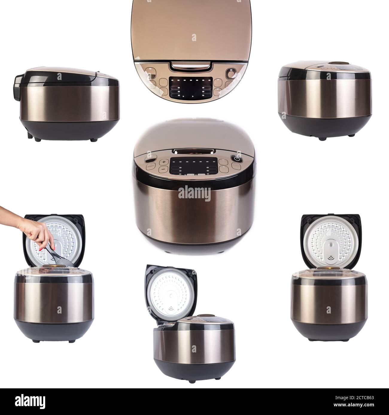 Automatic modern multicooker isolated on white background. Household ...