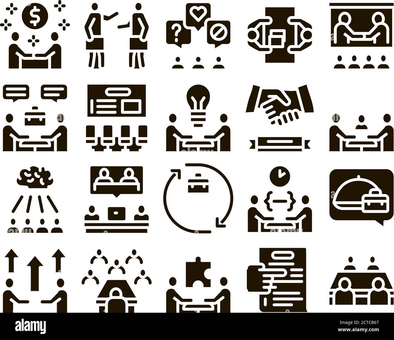 Business Meeting Conference Icons Set Vector Stock Vector Image & Art ...