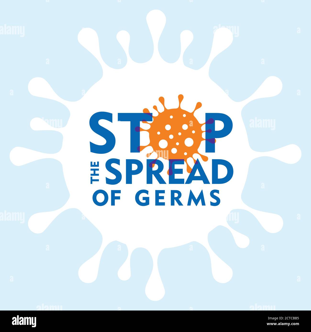 A blue and orange color sign for atop the spread of Germs campaign ...