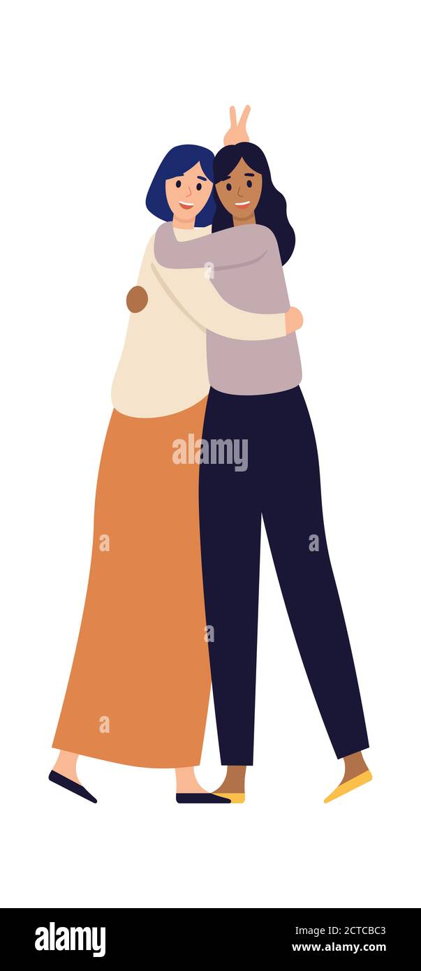 Cartoon illustration two friends hugging hi-res stock photography and ...