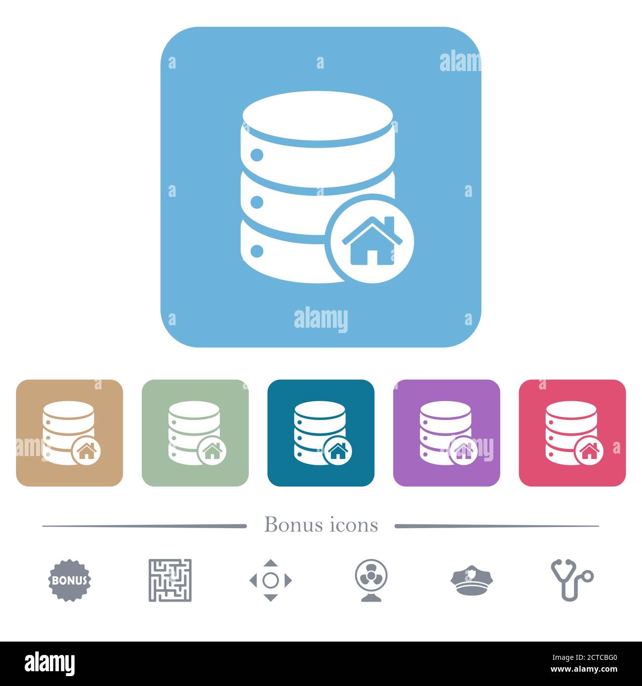 Default database white flat icons on color rounded square backgrounds ...