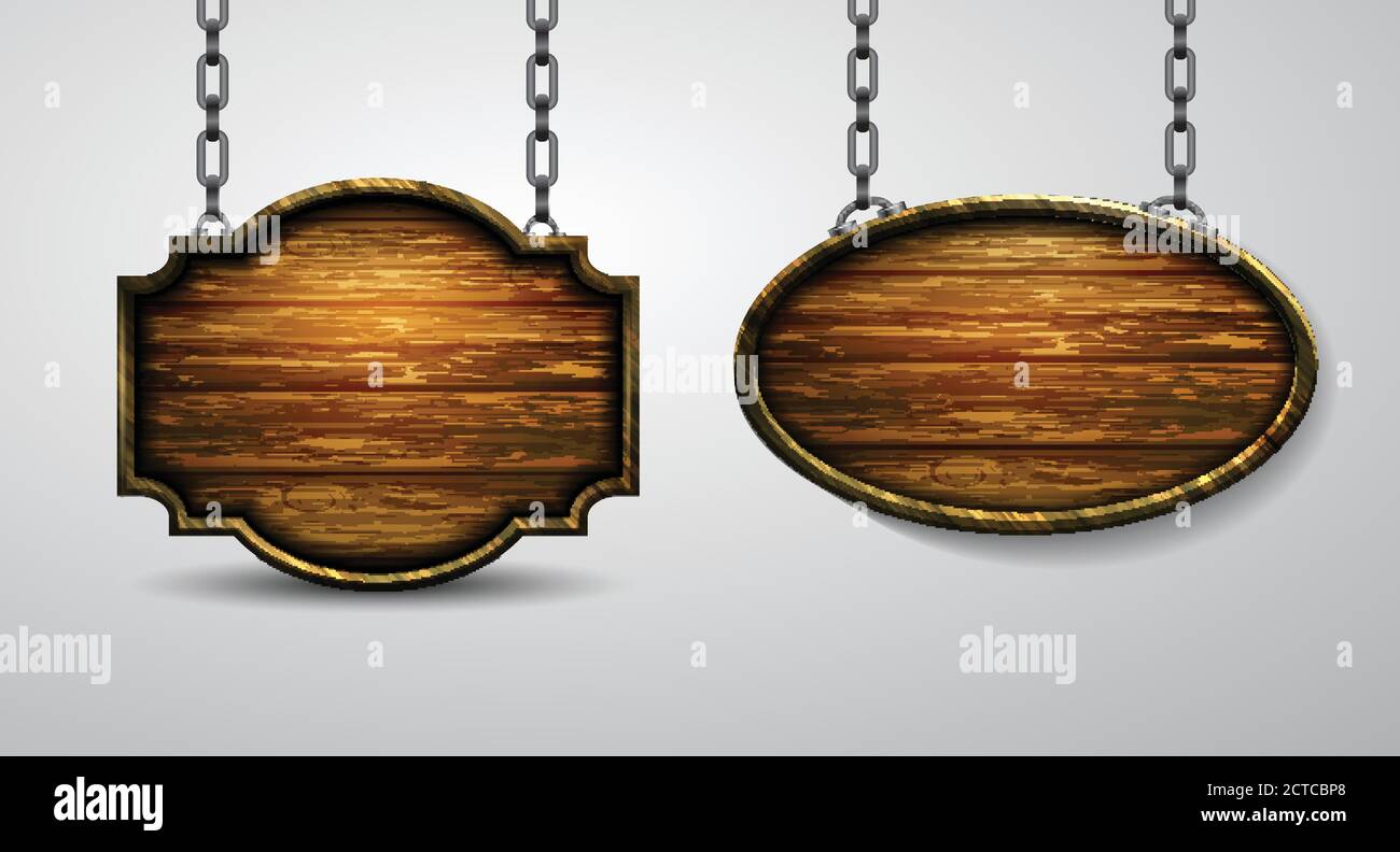 Vector realistic illustration of wooden signboard Stock Vector Image ...