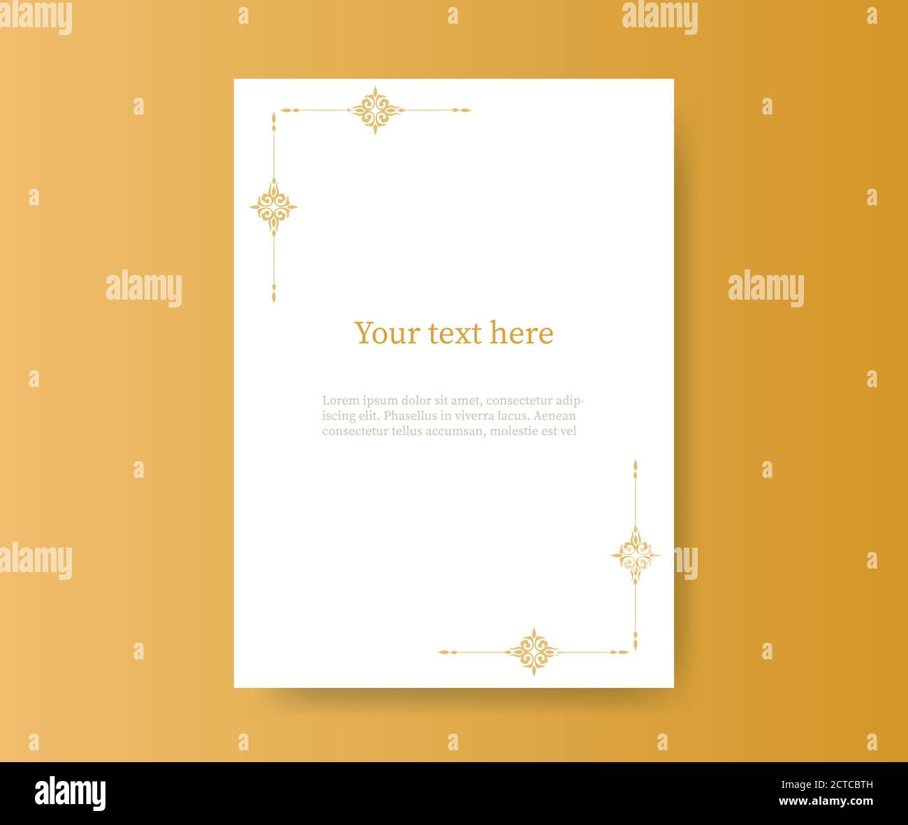 A4 sheet with vintage frame template. Retro banner ornate with gold ...