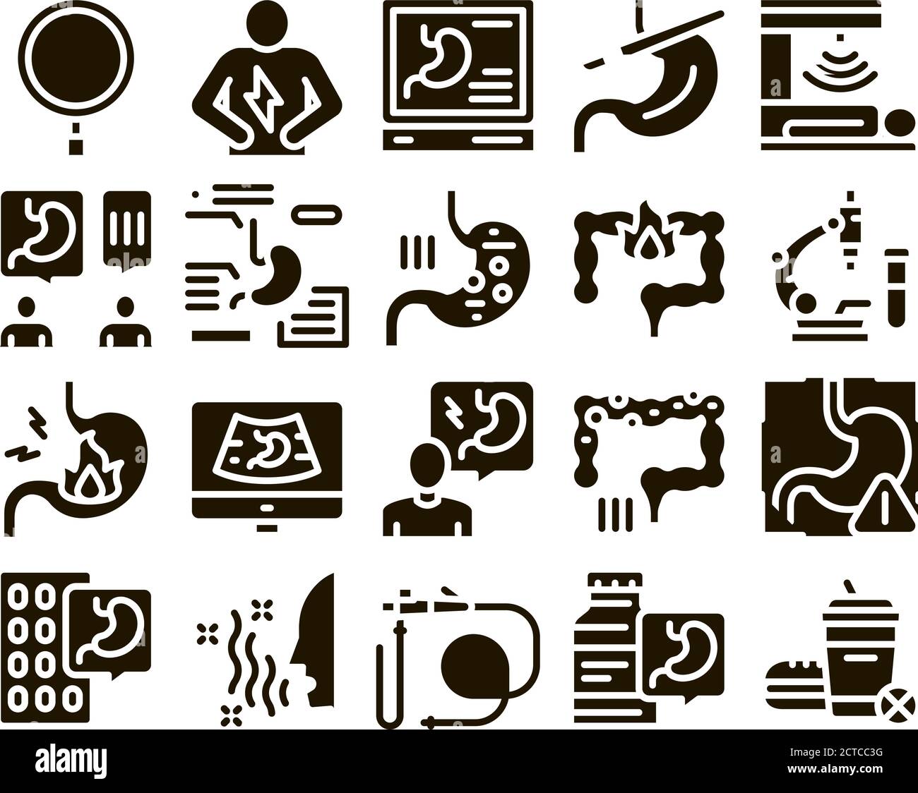 Gastroenterology And Hepatology Icons Set Vector Stock Vector Image ...