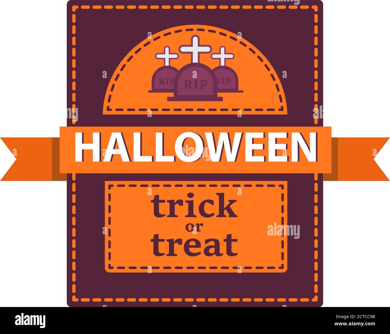 Poster for Halloween with a gravestone with crosses.Festive night Stock ...