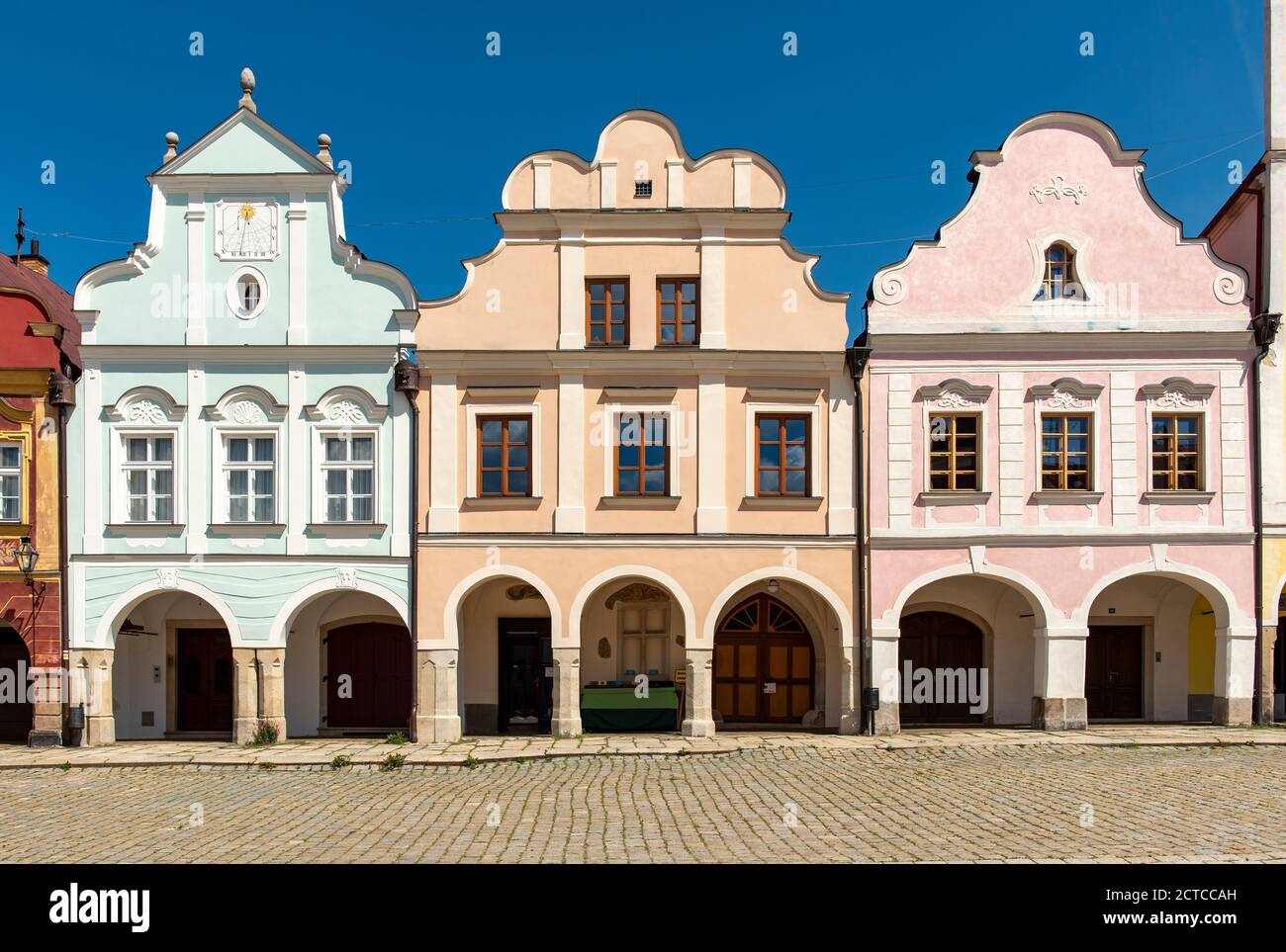 Renaissance and Baroque houses with gables and arcades, Telč, Czech ...