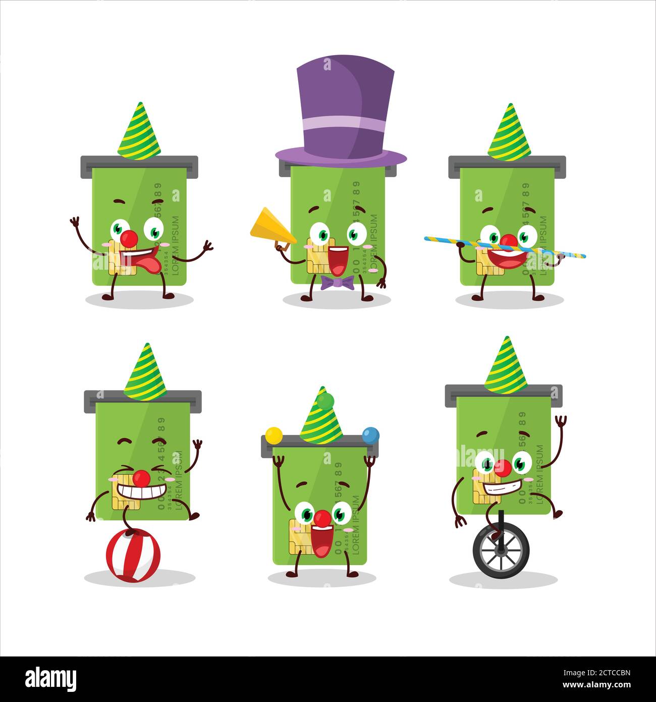 Cartoon character of atm card slot with various circus shows Stock ...
