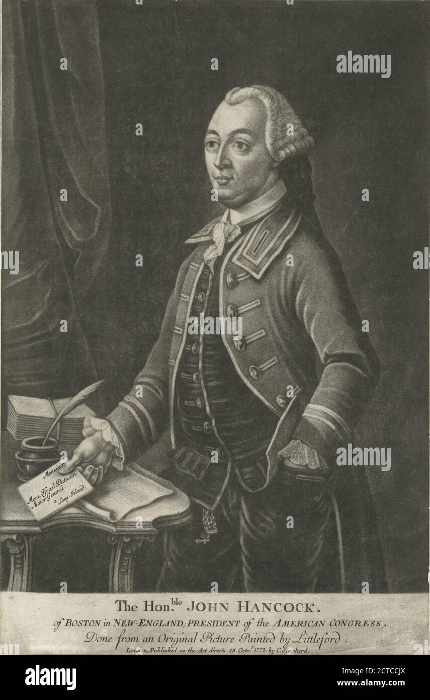 The Honble. John Hancock, still image, 1775 - 1890 Stock Photo - Alamy