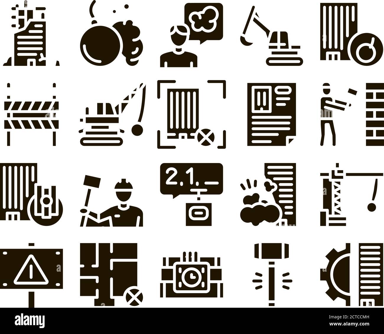 Demolition Building Glyph Set Vector Stock Vector Image & Art - Alamy