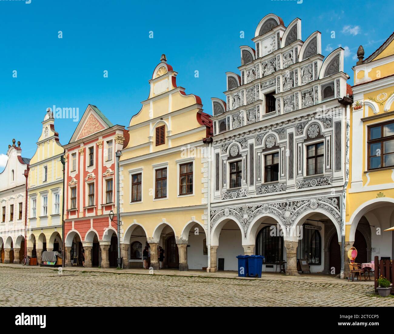 Renaissance and Baroque houses with gables and arcades, Telč, Czech ...