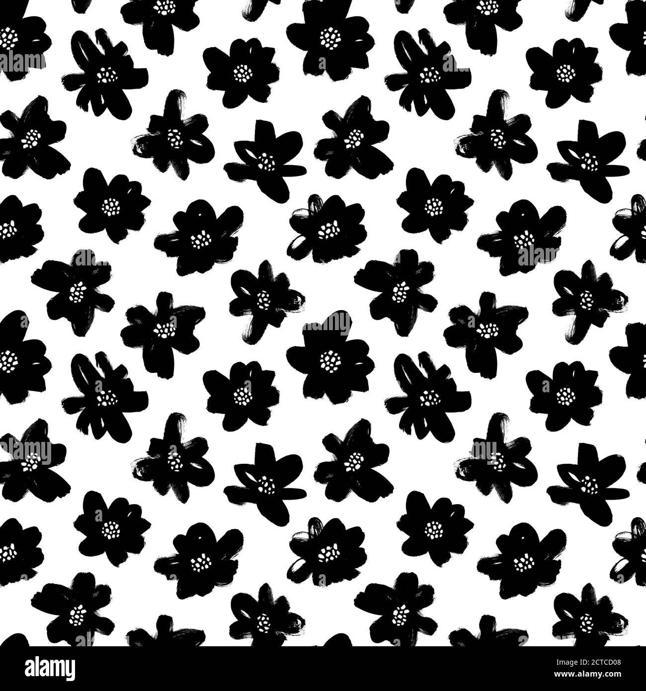 Black abstract flowers vector seamless pattern Stock Vector Image & Art ...