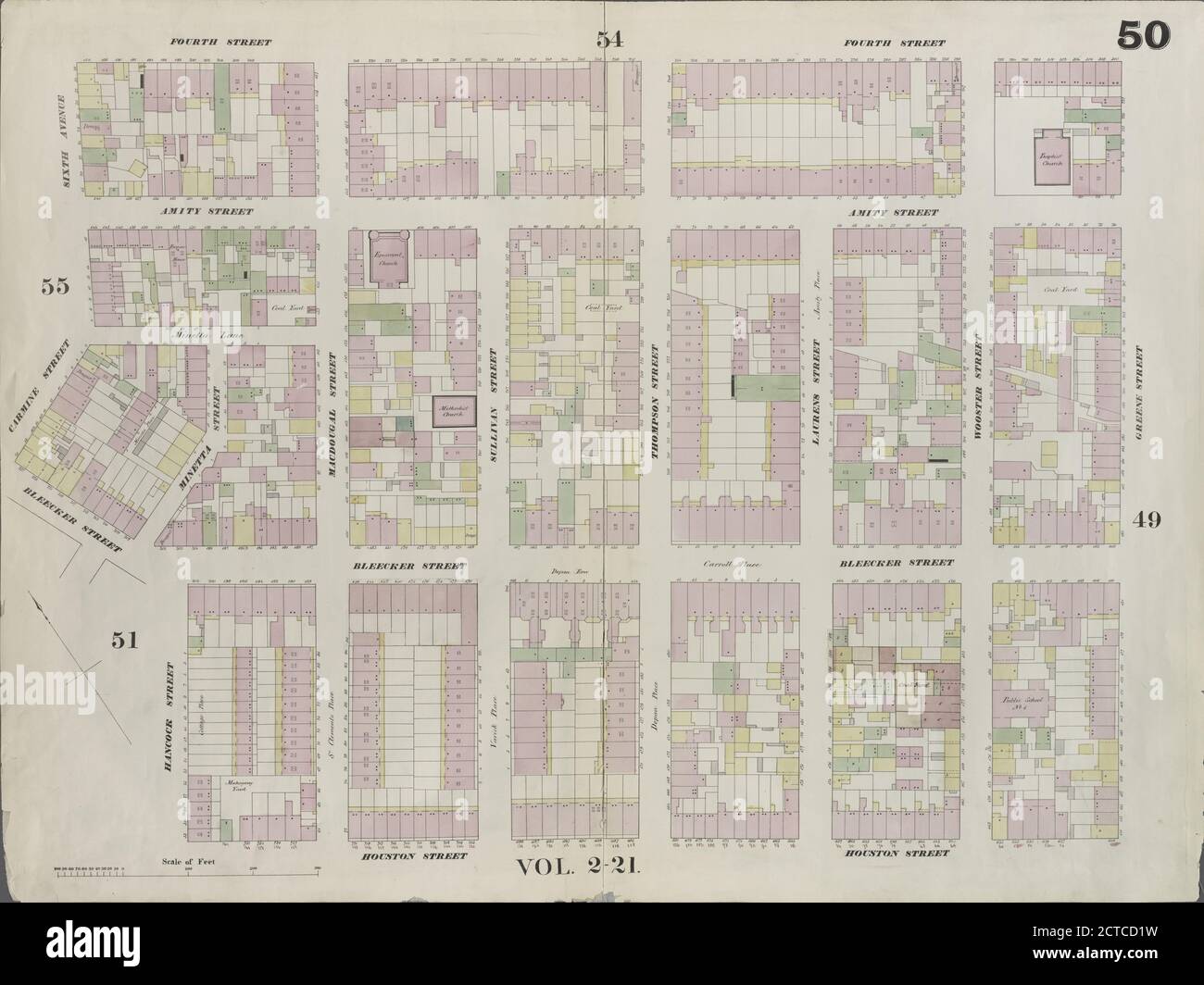 Plate 50: Map bounded by 4th Street, Green Street, Houston Street ...