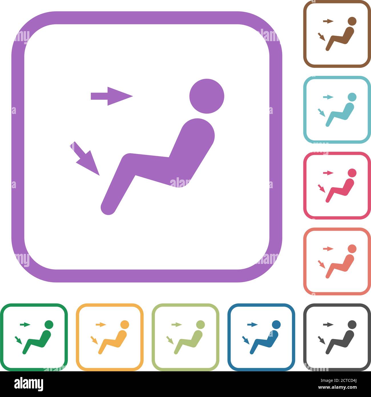 Car air flow direction head and foot simple icons in color rounded ...