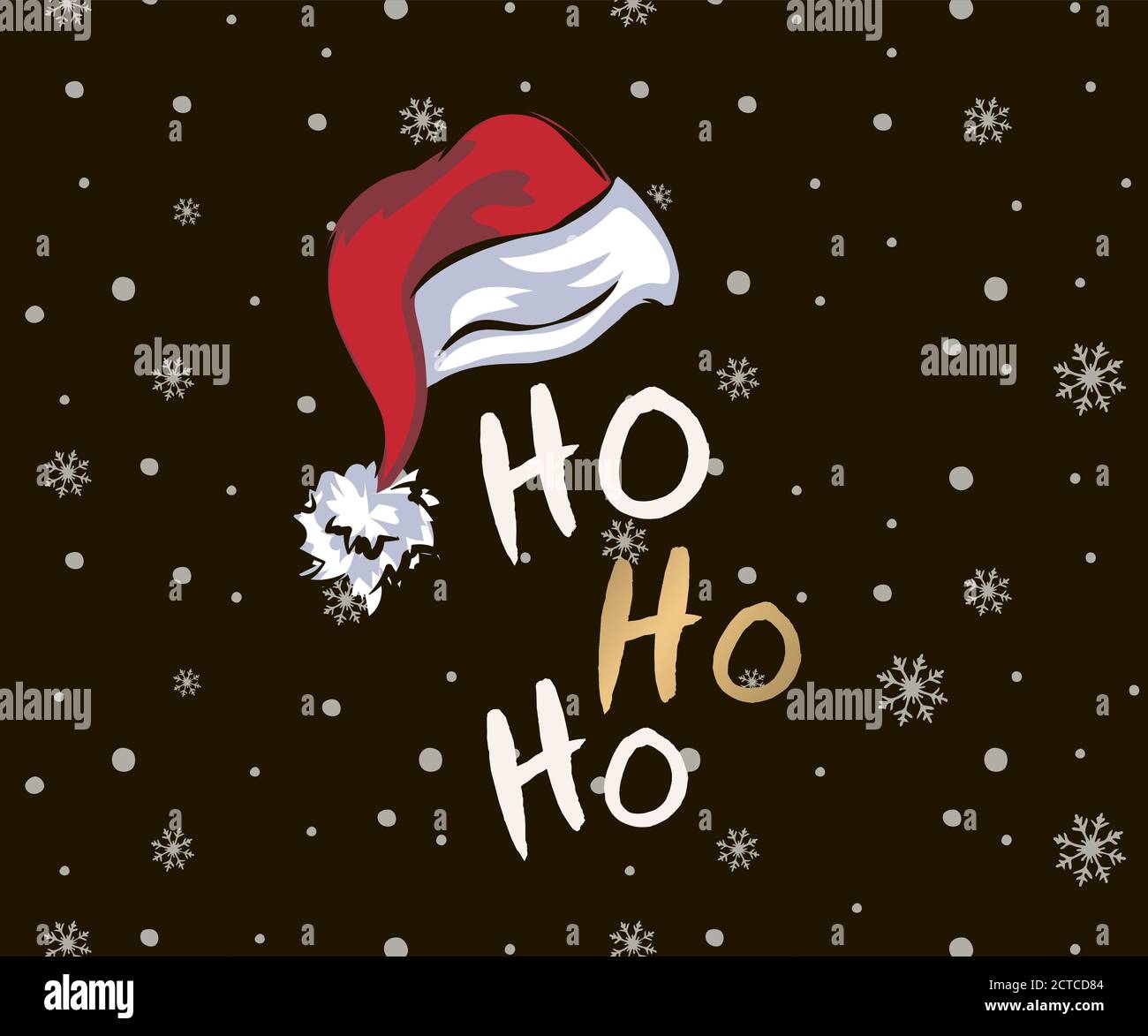Square Christmas card. Speech bubble, snowflakes, Santa Claus mustache ...