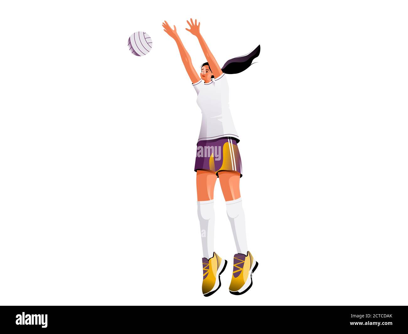 Cartoon Volleyball Player Blocking