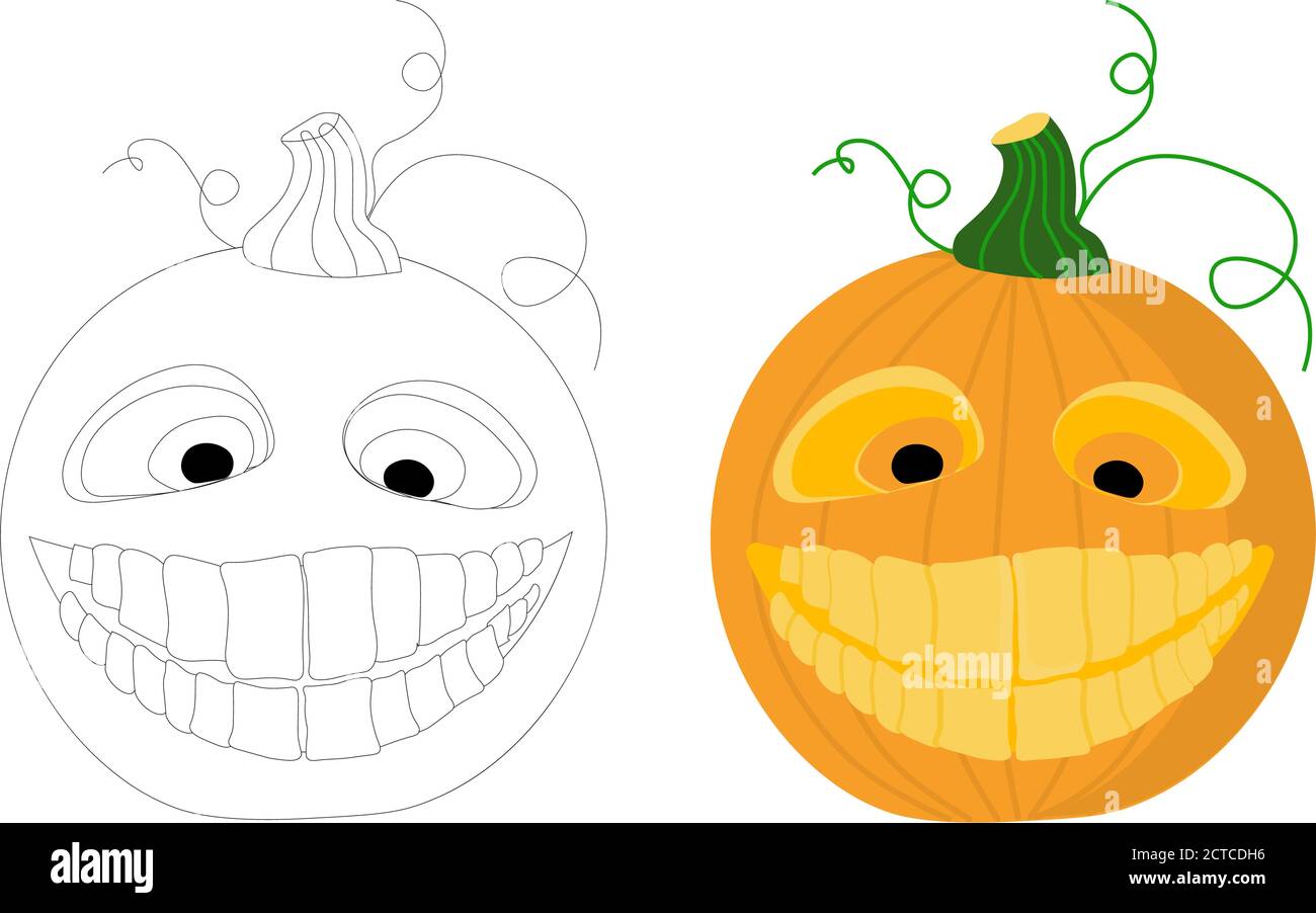 Halloween coloring book. Funny pumpkin on a white background. Children ...