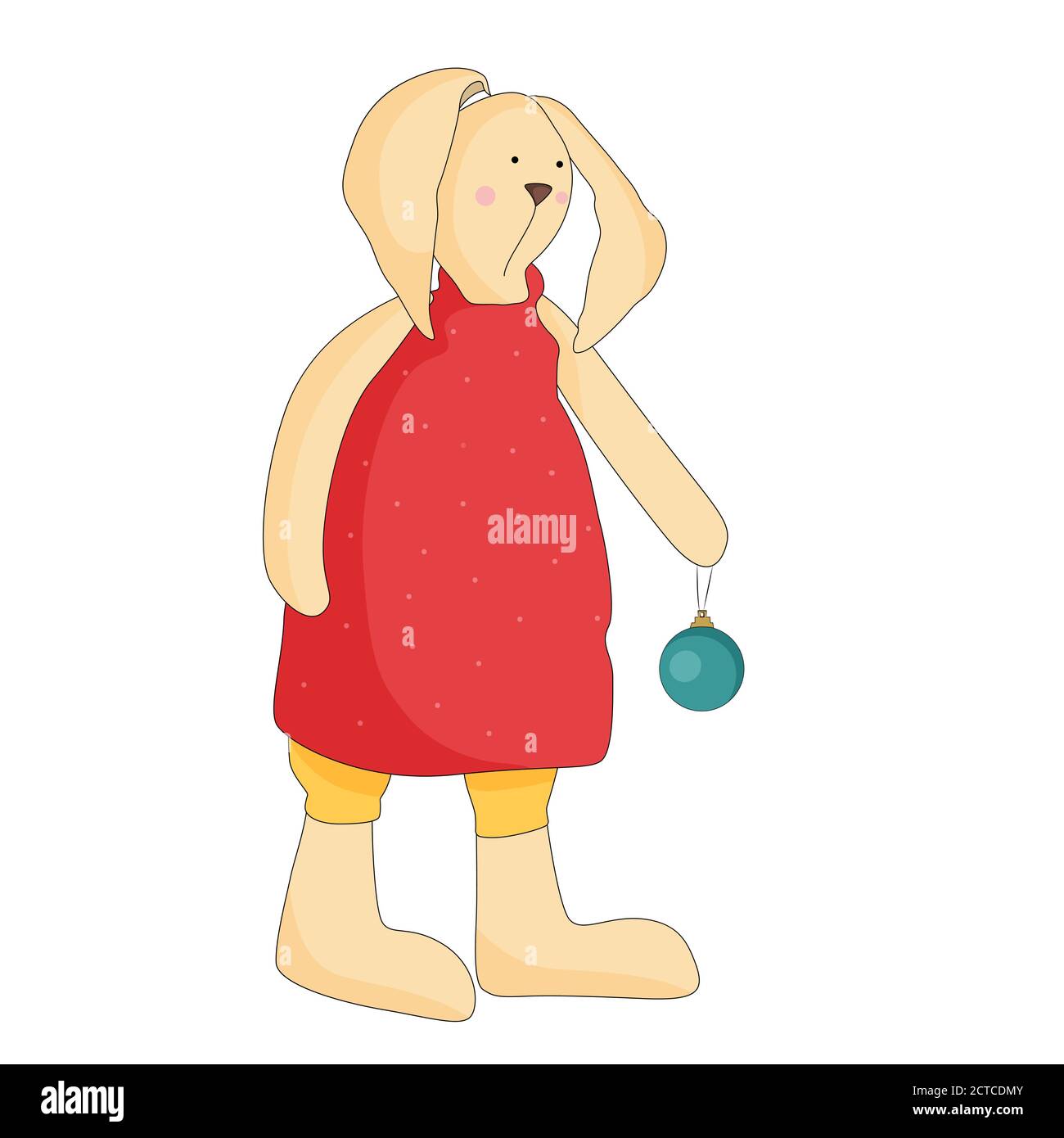 Cartoon rabbit, bunny in red dress with a ball stock vector ...