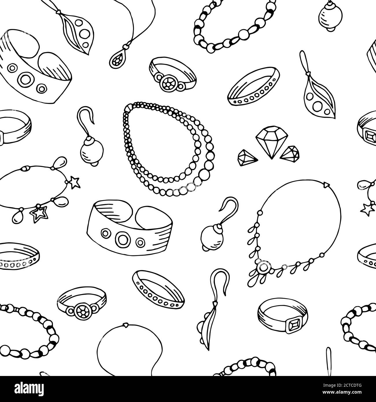 Jewel graphic black white seamless pattern sketch illustration vector ...