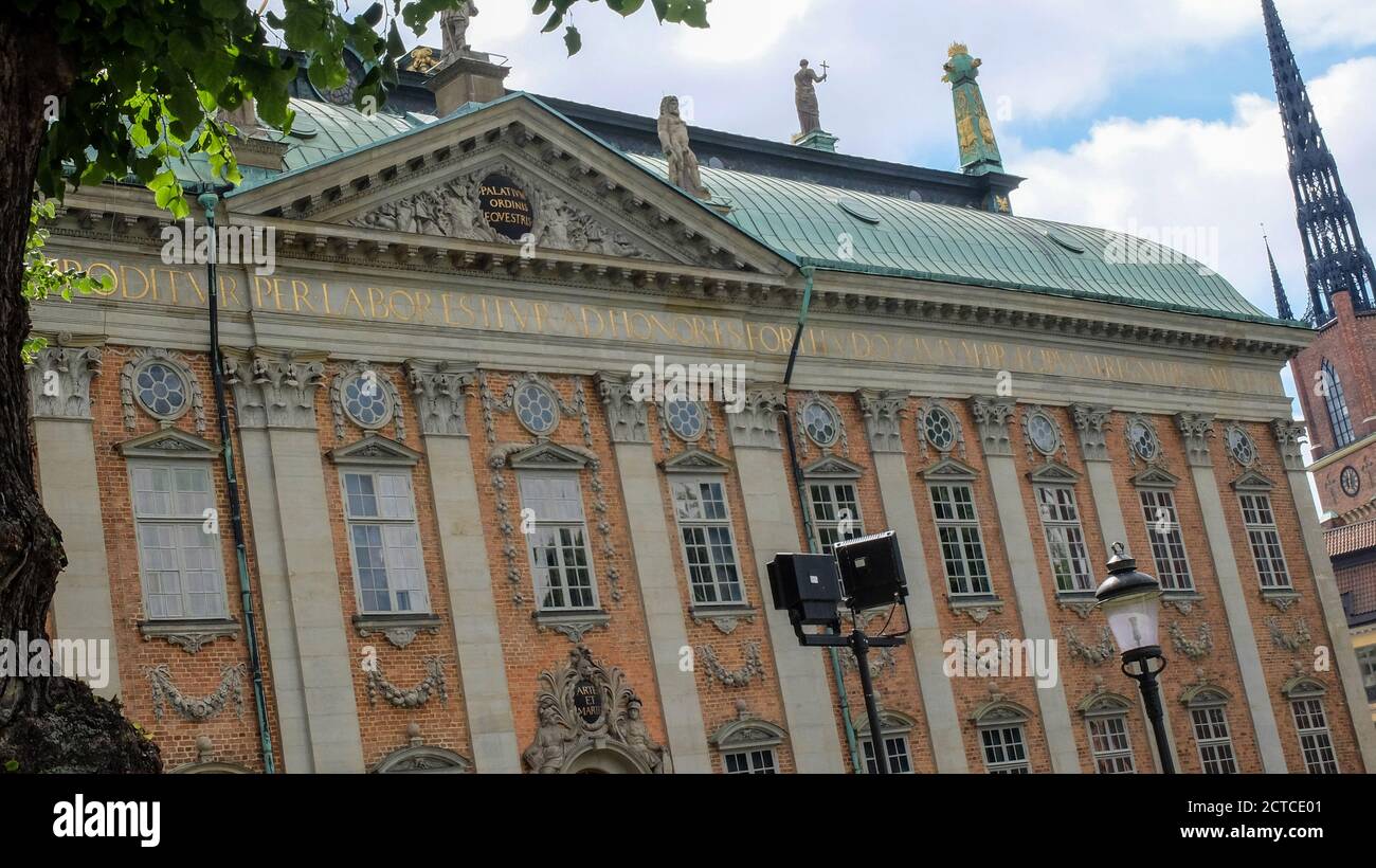The House of Nobility / Riddarhuset of Stockholm with the statue of ...