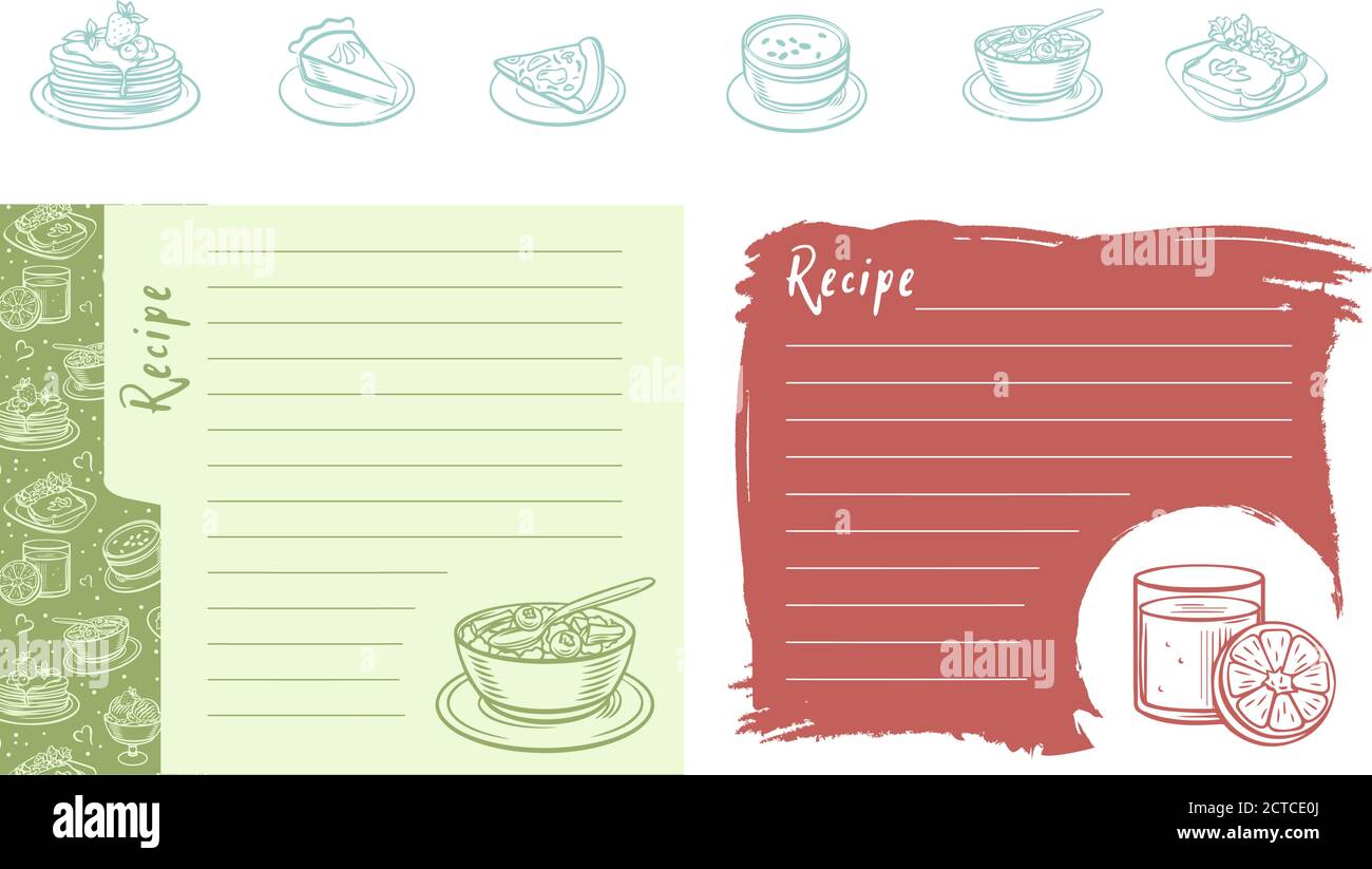 Design of recipes book. Hand drawn doodles objects food and utensils ...