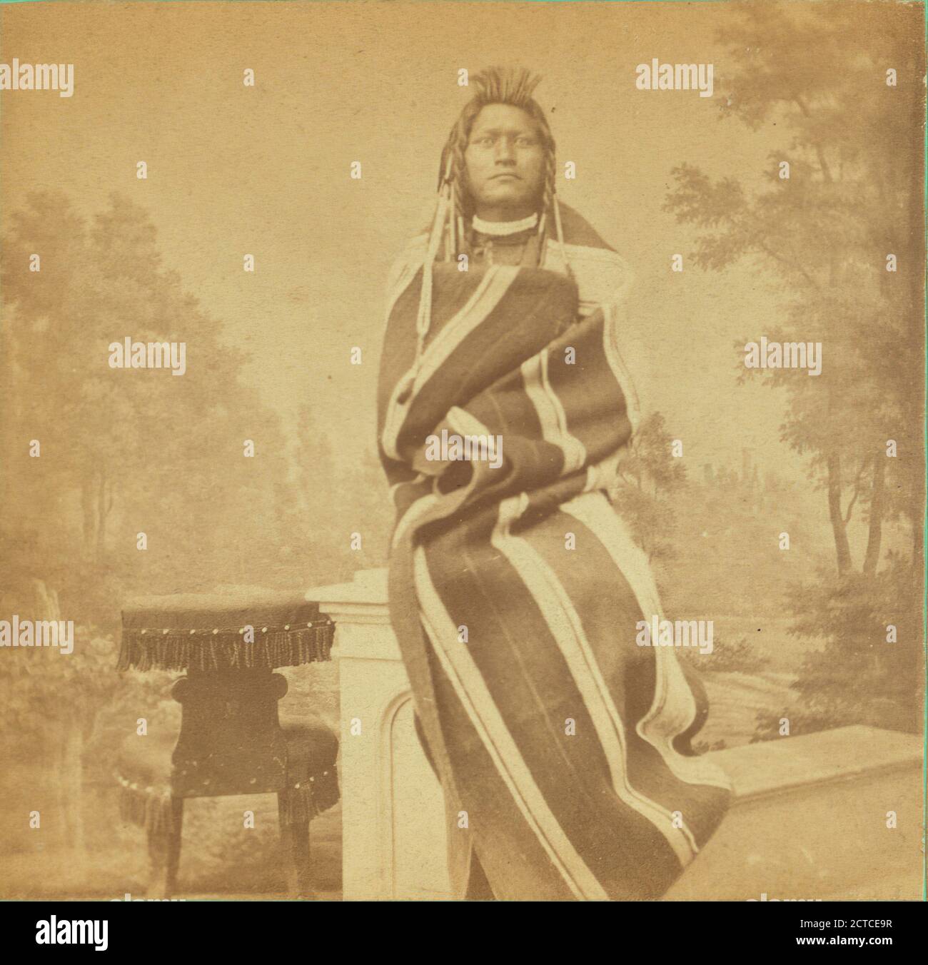 Portrait of Indian man with striped garment., Carter, C. W Stock Photo ...