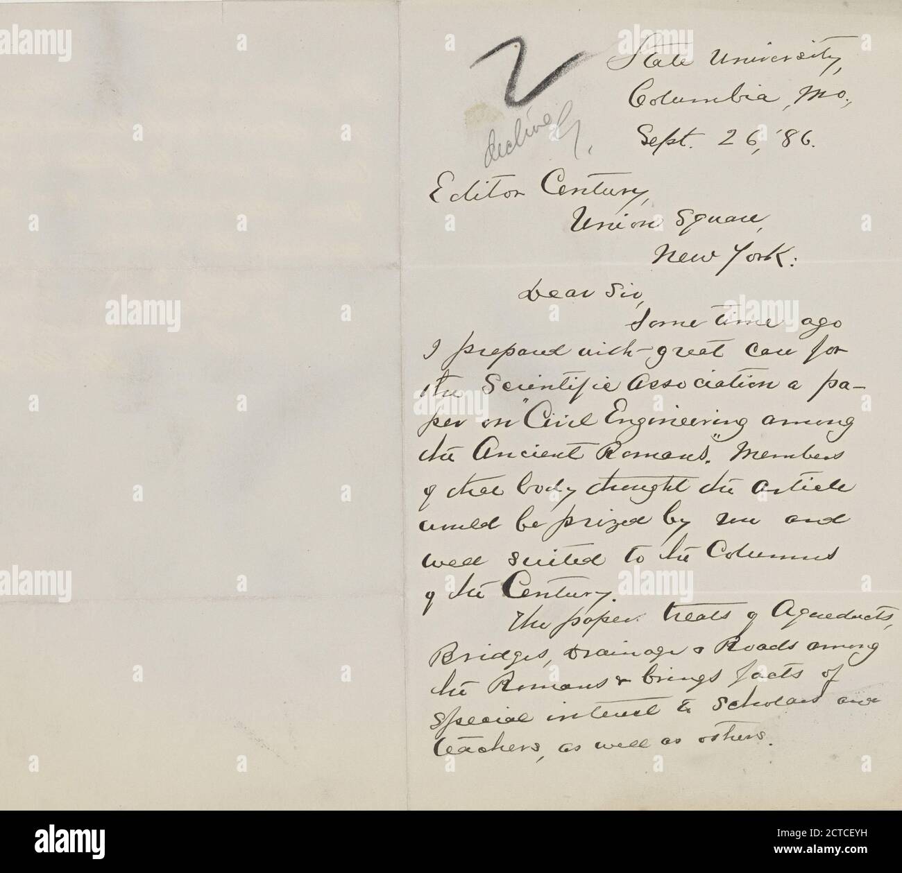 Fisher, M.M, text, Correspondence, 1886 Stock Photo - Alamy