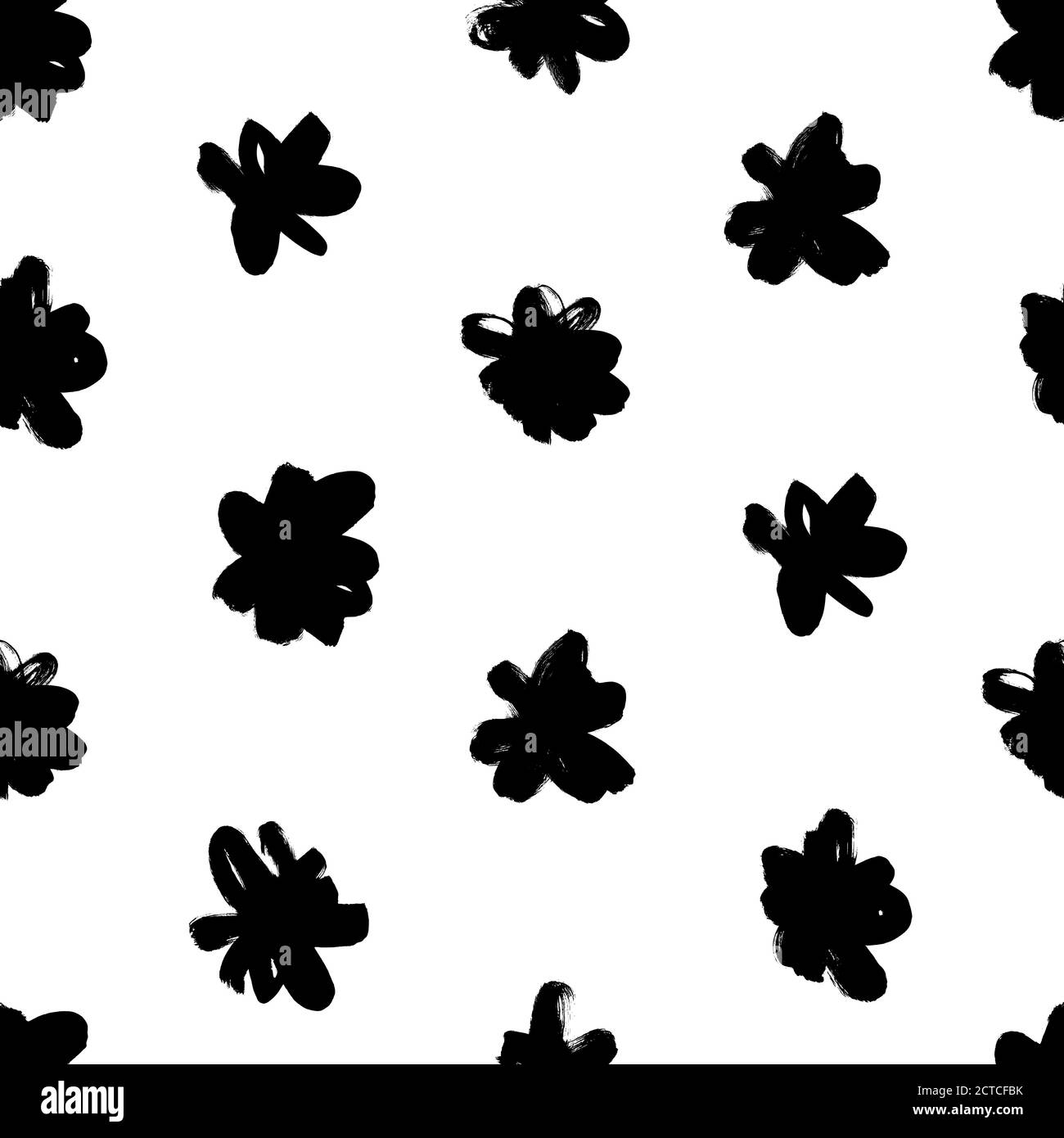 Black abstract flowers vector seamless pattern Stock Vector Image & Art ...