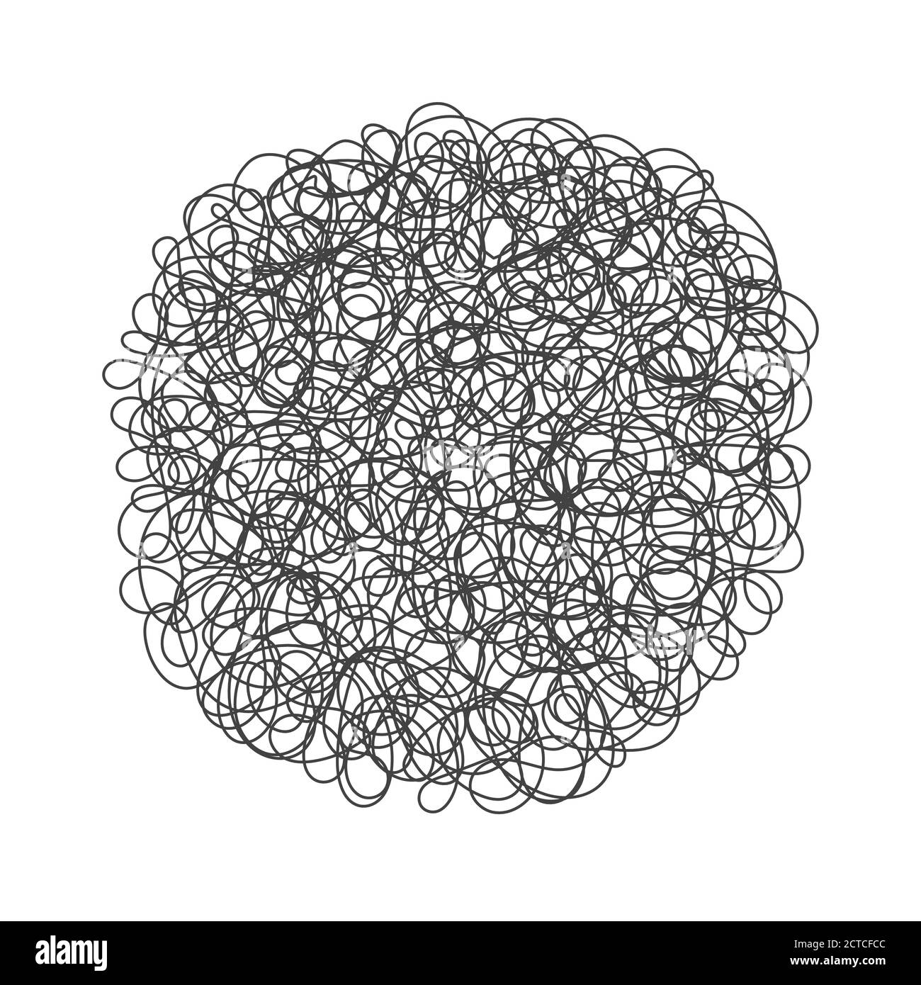 Tangle chaos abstract hand drawn messy scribble ball vector ...