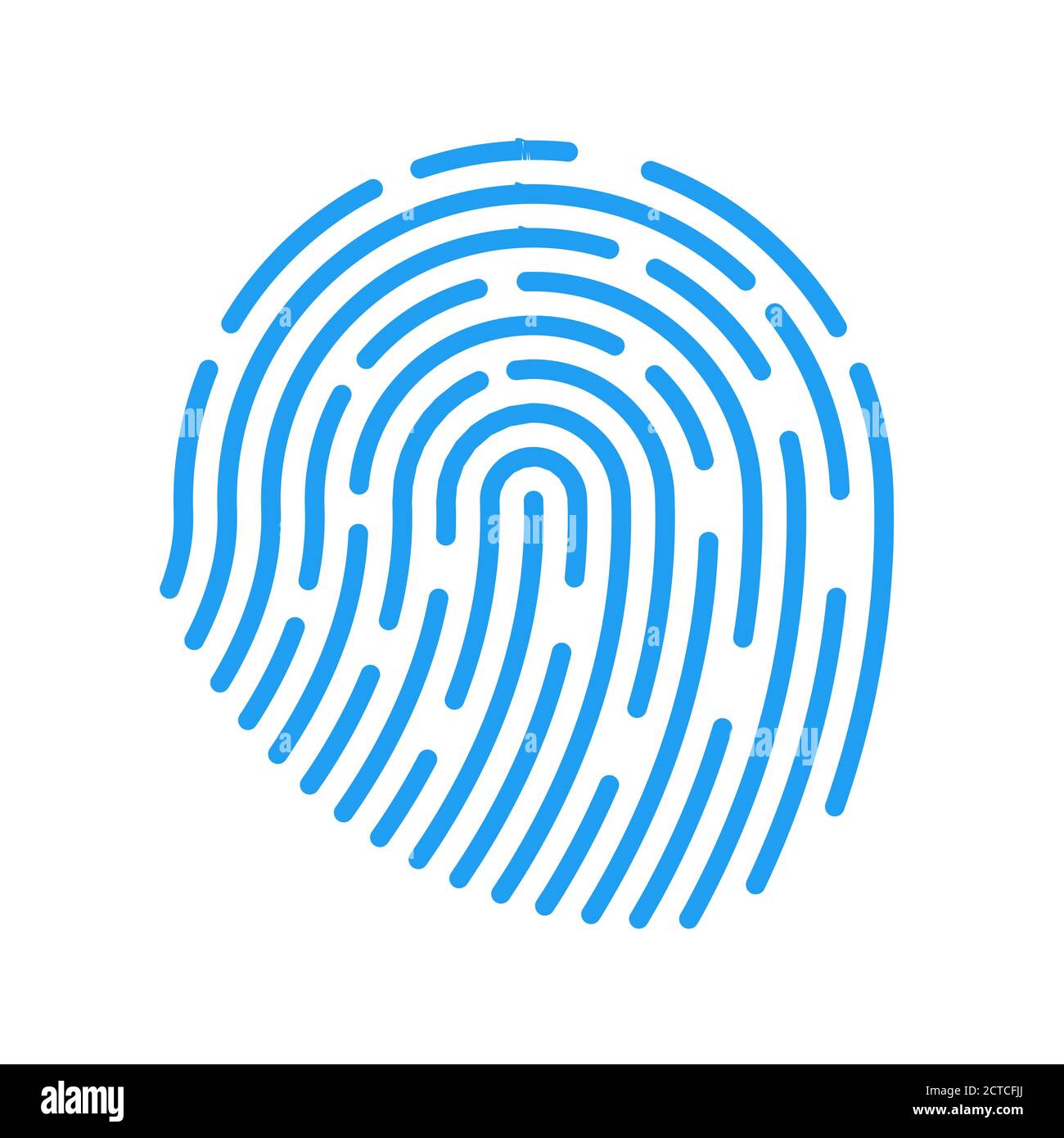 Blue fingerprint isolated on white background. Security scan for your ...